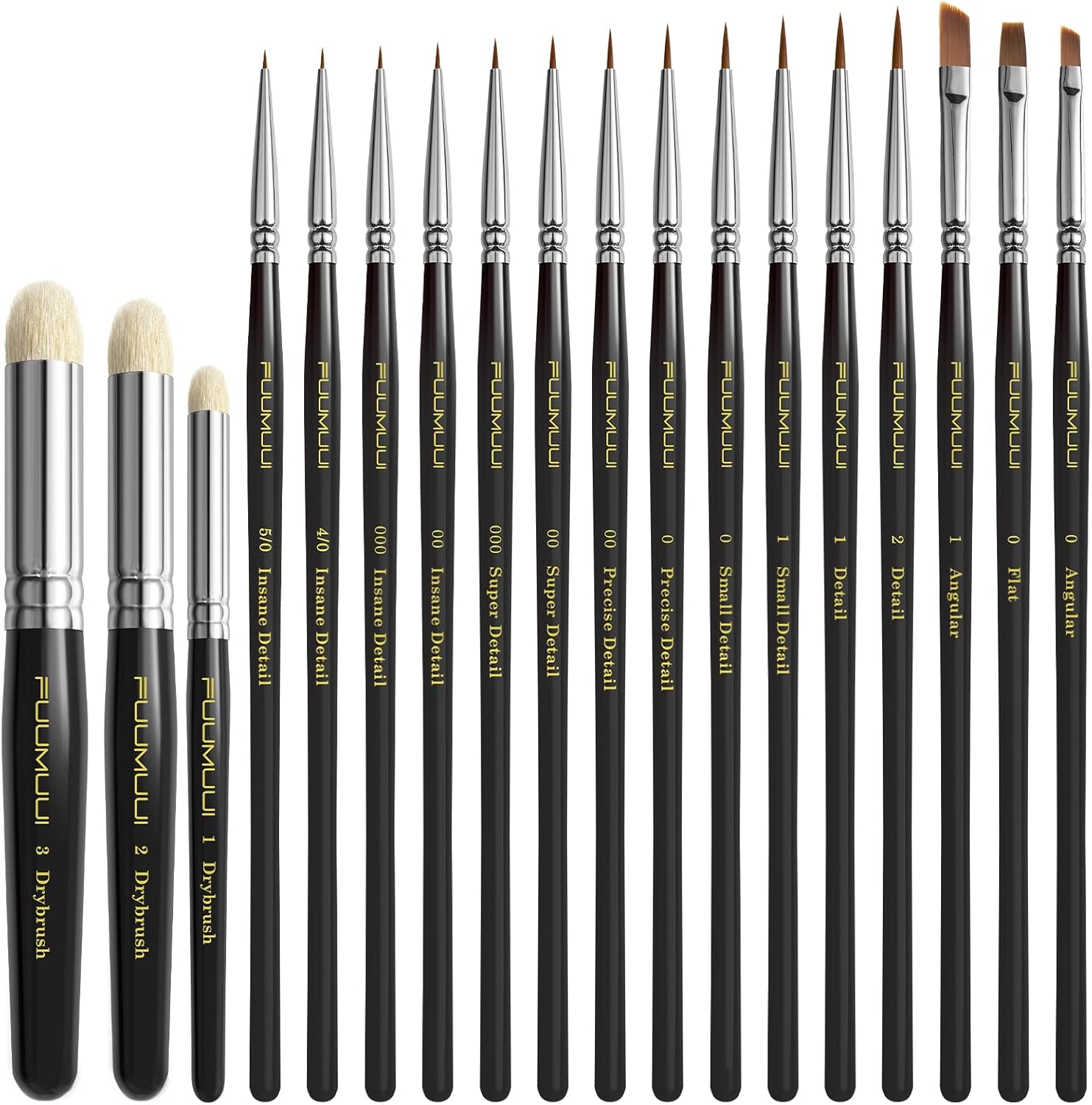 Miniature Model Paint Brushes Drybrush Set 18pcs for Effect, Fine Tip ...