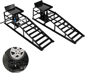 Amazon.com: higehio 2 Pack Hydraulic Car Ramps 10,000lbs/5T Capacity ...