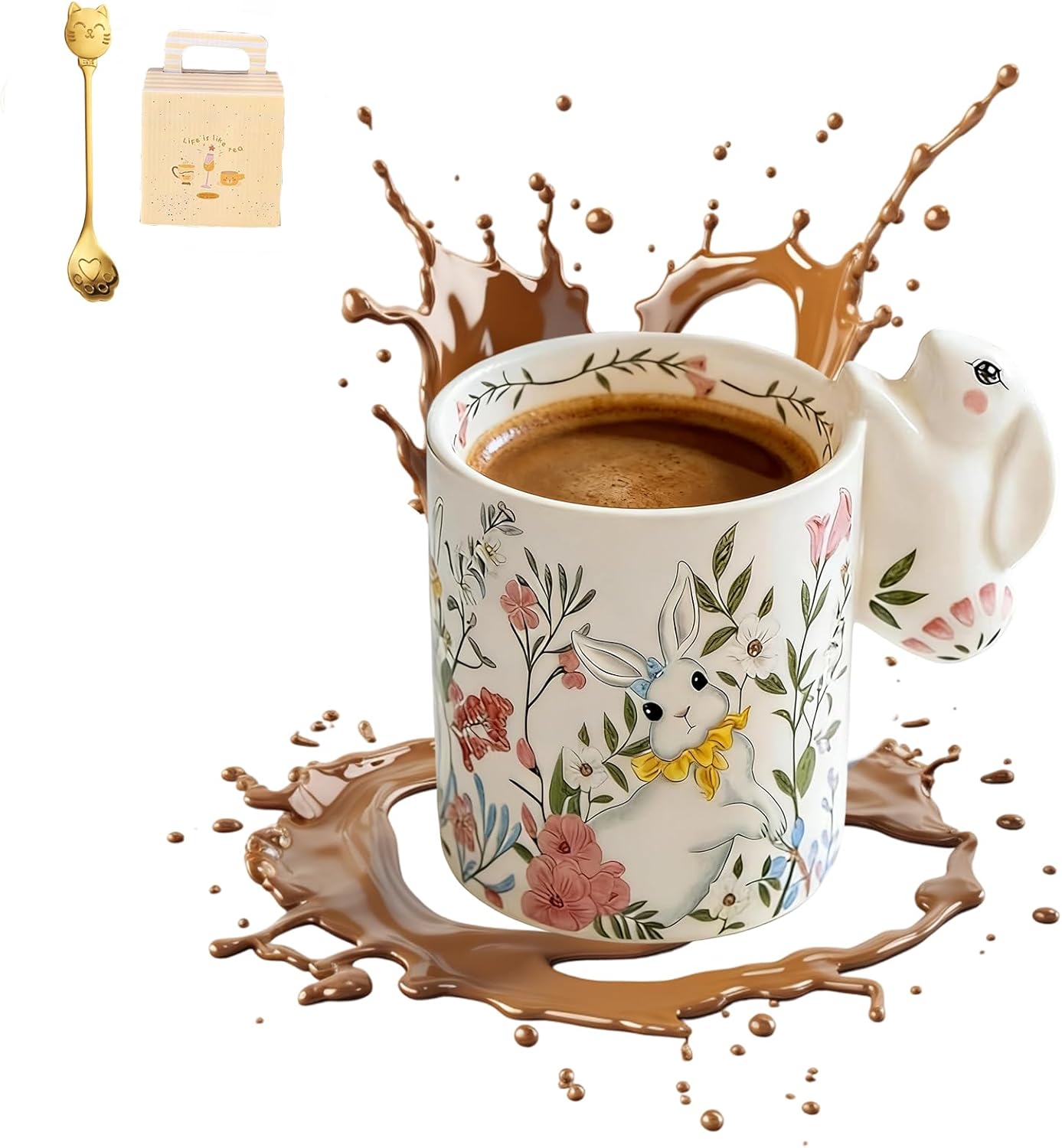 Amazon.com | 320ml Easter Bunny Cup, 320ml Easter Rabbit Flowers Tea ...