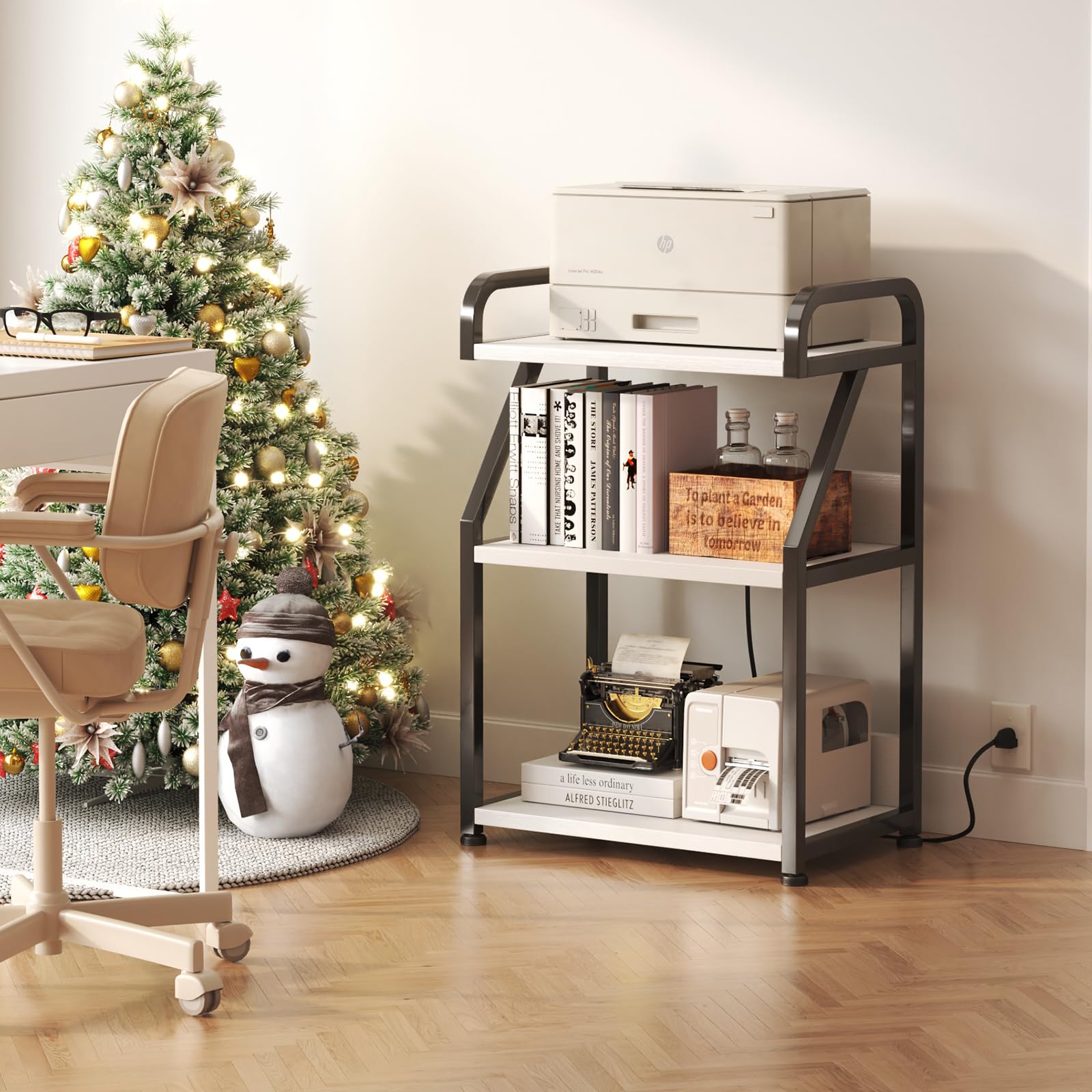 Mexin 20.5''x15.8''Large Printer Stand-3 Tier Printer Table with Power ...