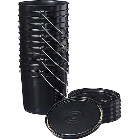 Amazon.com: Letica 1 Gallon Bucket with Lid, HDPE, 6 Pack (Black ...