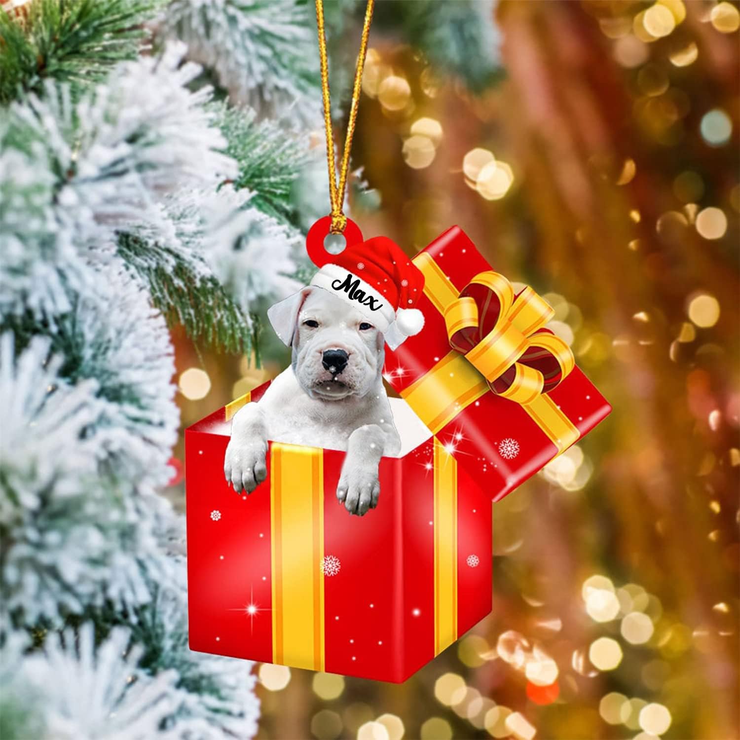 Dogo Argentino – Adorno personalizado de 1 en caja de regalo plano 2D ...