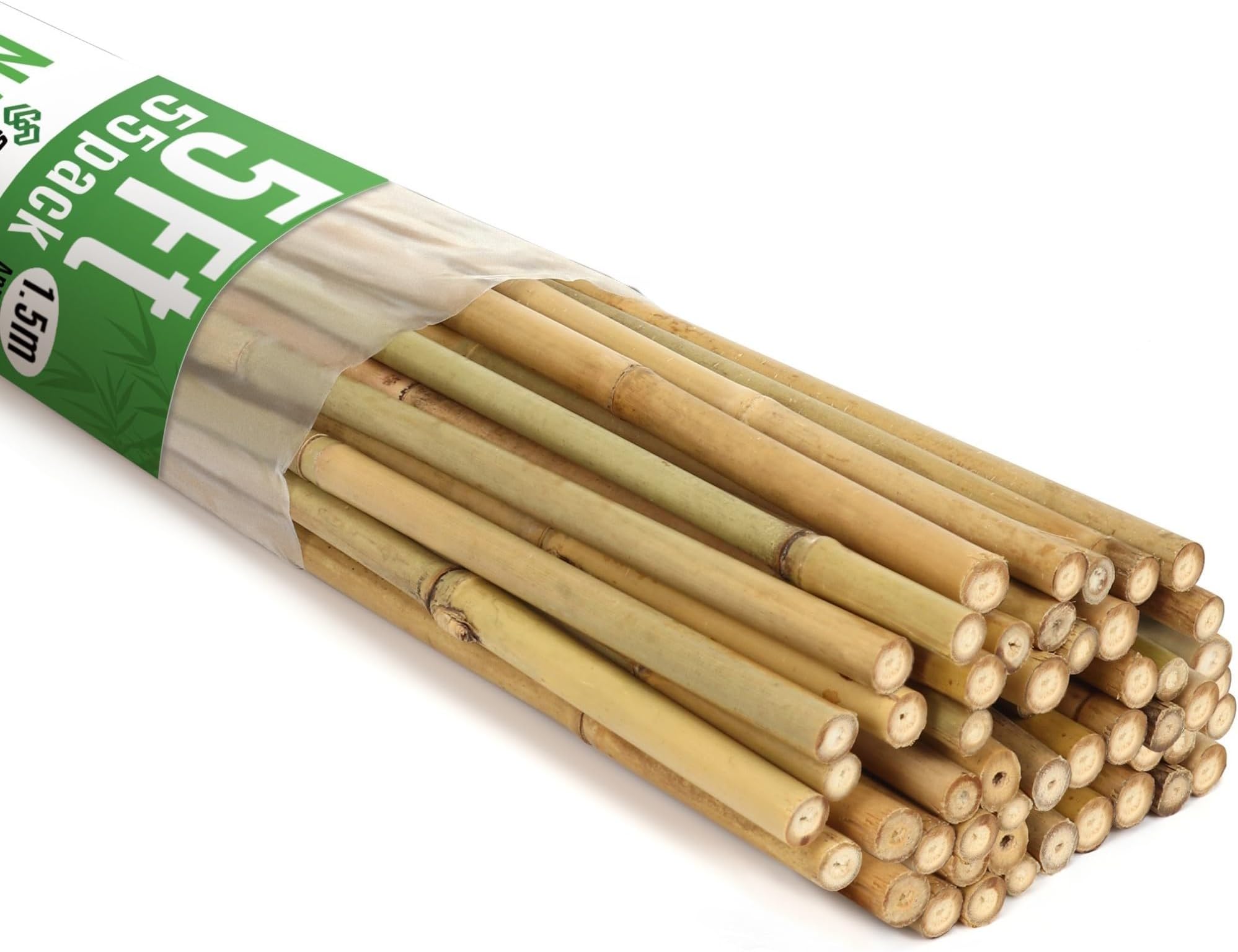 Amazon.com : Bamboo Stakes - Natural - (H) 5' x (D) 3/8" - Plant Canes ...