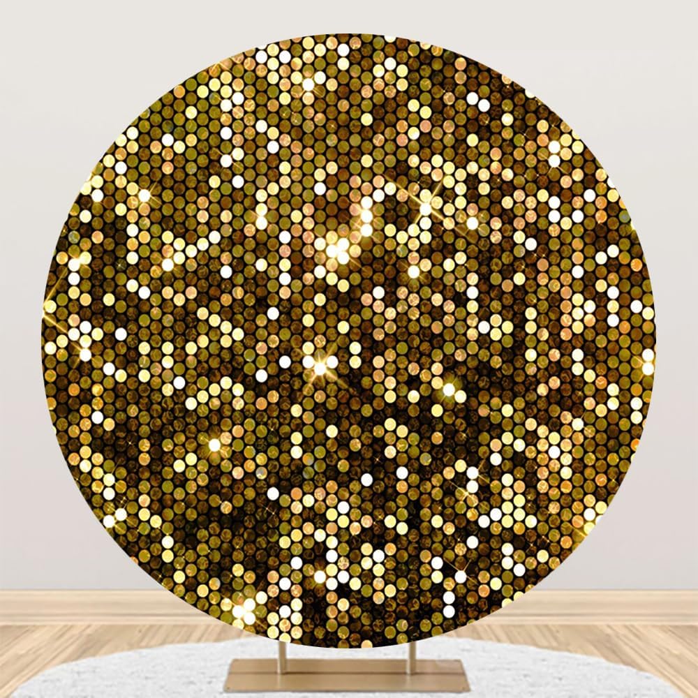 Amazon.com : OERJU Gold Round Backdrop Cover Luxurious Not Glitter ...