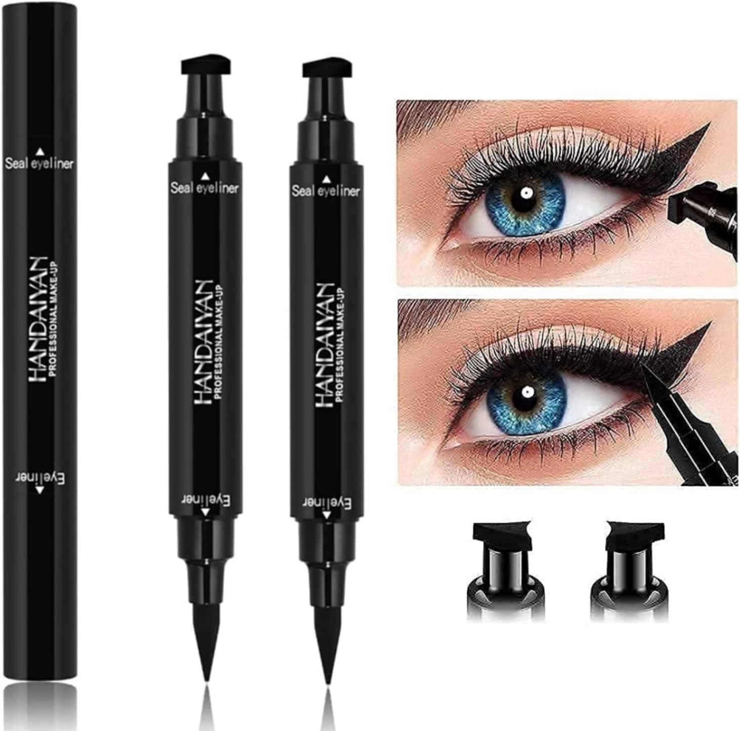 Delineadores de Ojos con Sellos Cat Eye Plumón Larga Duración y Lápiz ...
