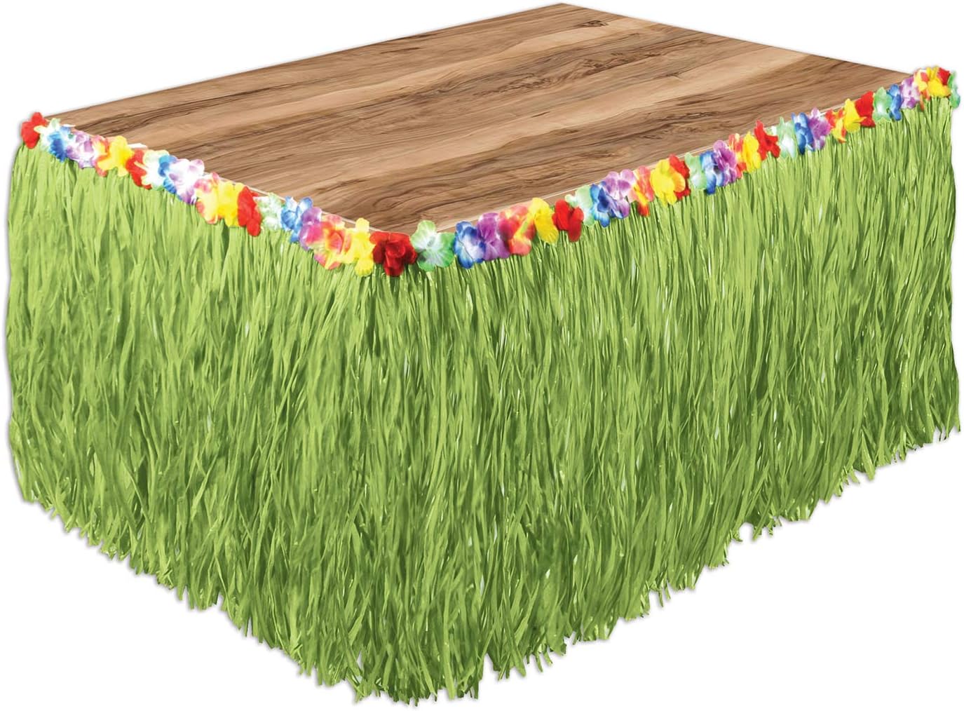 Amazon.com: Artificial Grass Flowered Table Skirting (green) Party ...