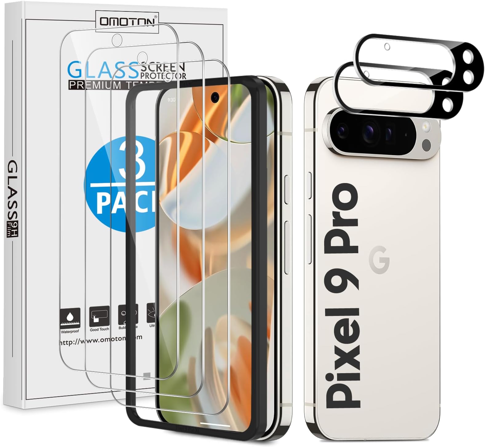Amazon.com: OMOTON Screen Protector for Google Pixel 9 Pro XL, [3+2 ...