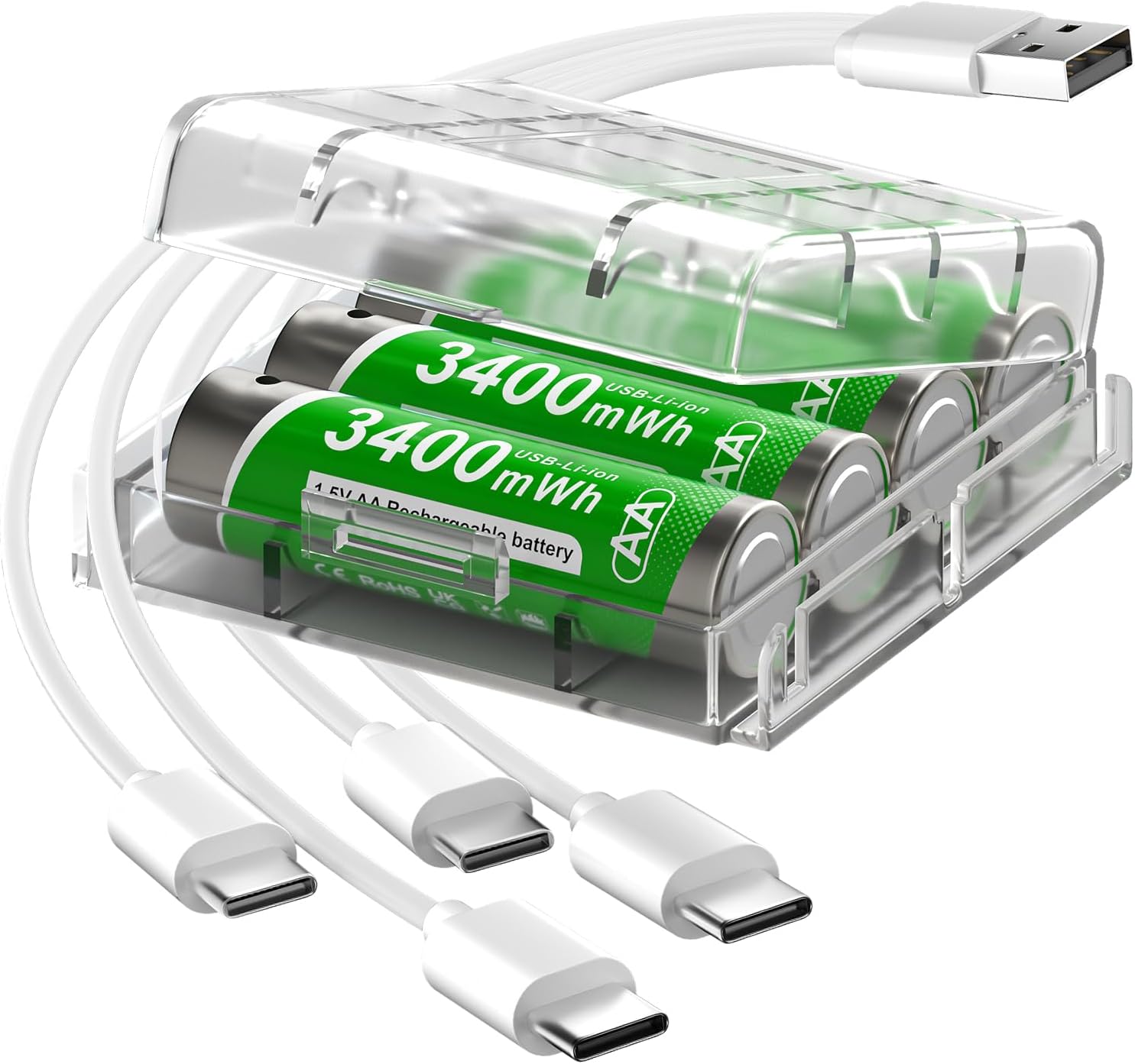 Amazon.com: YUEBVIWIE 4-Pack AAA USB-C Rechargeable Lithium Batteries ...