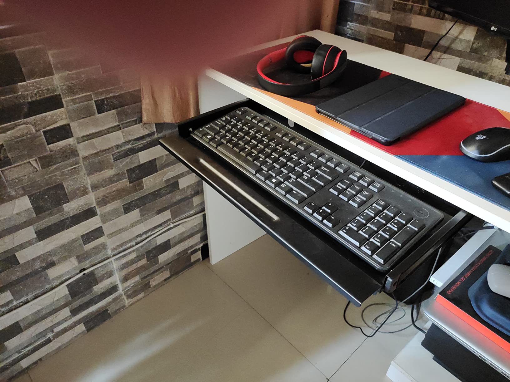 Bosney Metal Keyboard Tray with Height Adjustable (with Mouse Pad ...