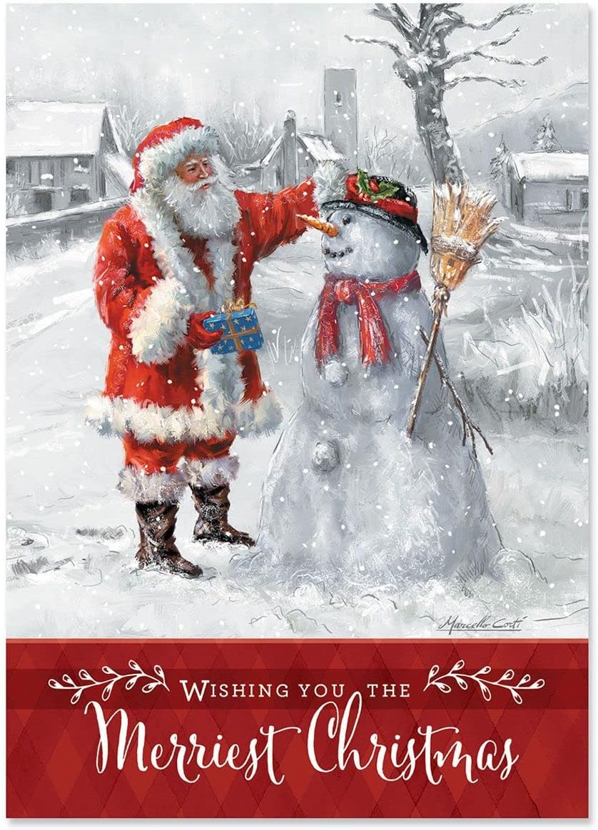 Current Santa & Snowman Christmas Cards with Envelopes - Set of 18 ...