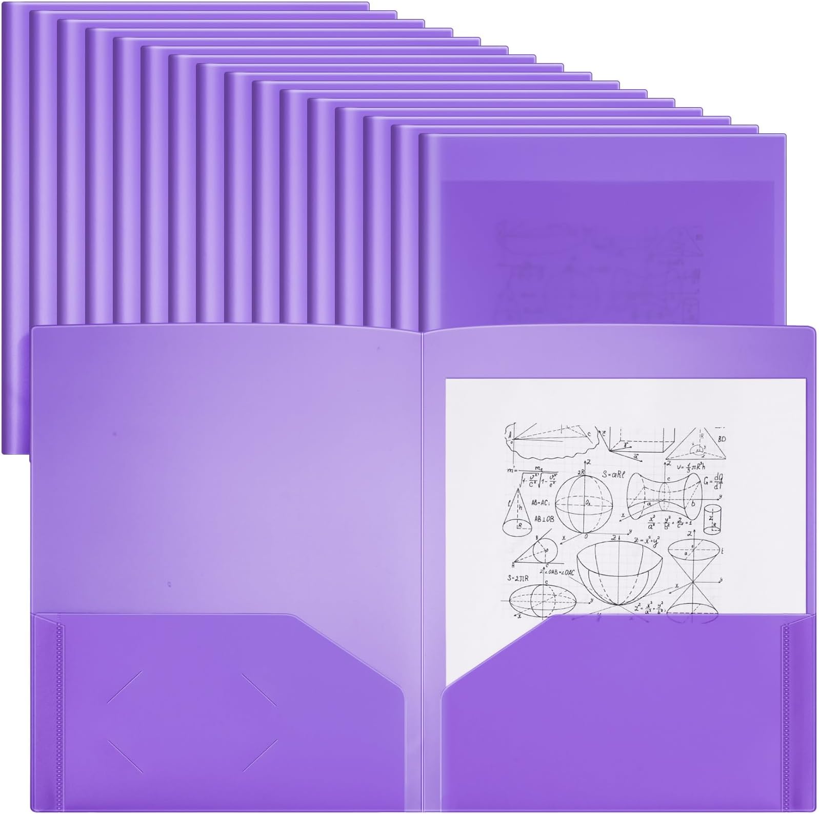 Amazon.com : Yeaqee 50 Pack 2 Pocket Folders with Prongs, Plastic ...