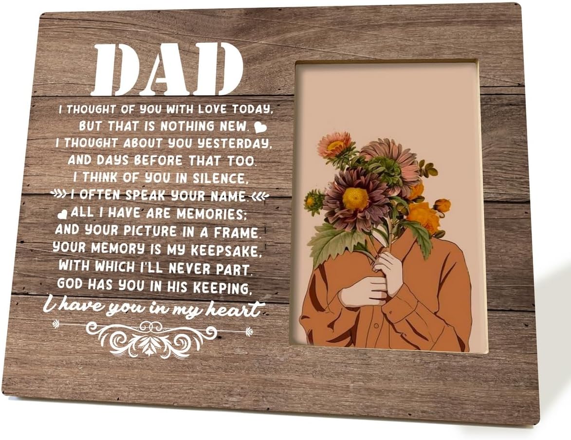 Amazon.com - Dad Memorial Wood Frame, Picture Frame Desk Decor Gift ...