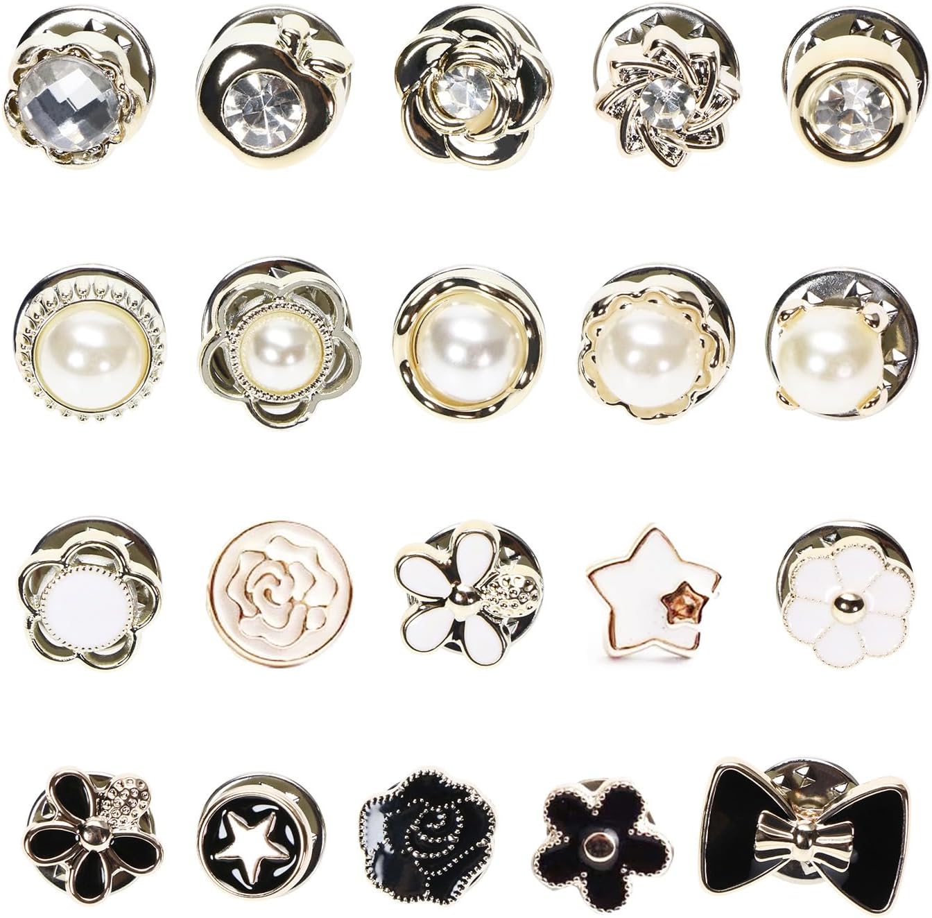 Amazon.com: ZLMCUJE 6 Pcs 10mm Mini No Sew Black Buttons Brooch Pins ...