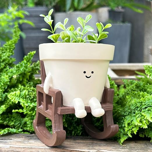 Amazon.com : Smiley Face Planter Pot Small, Cute Resin Flower Head ...
