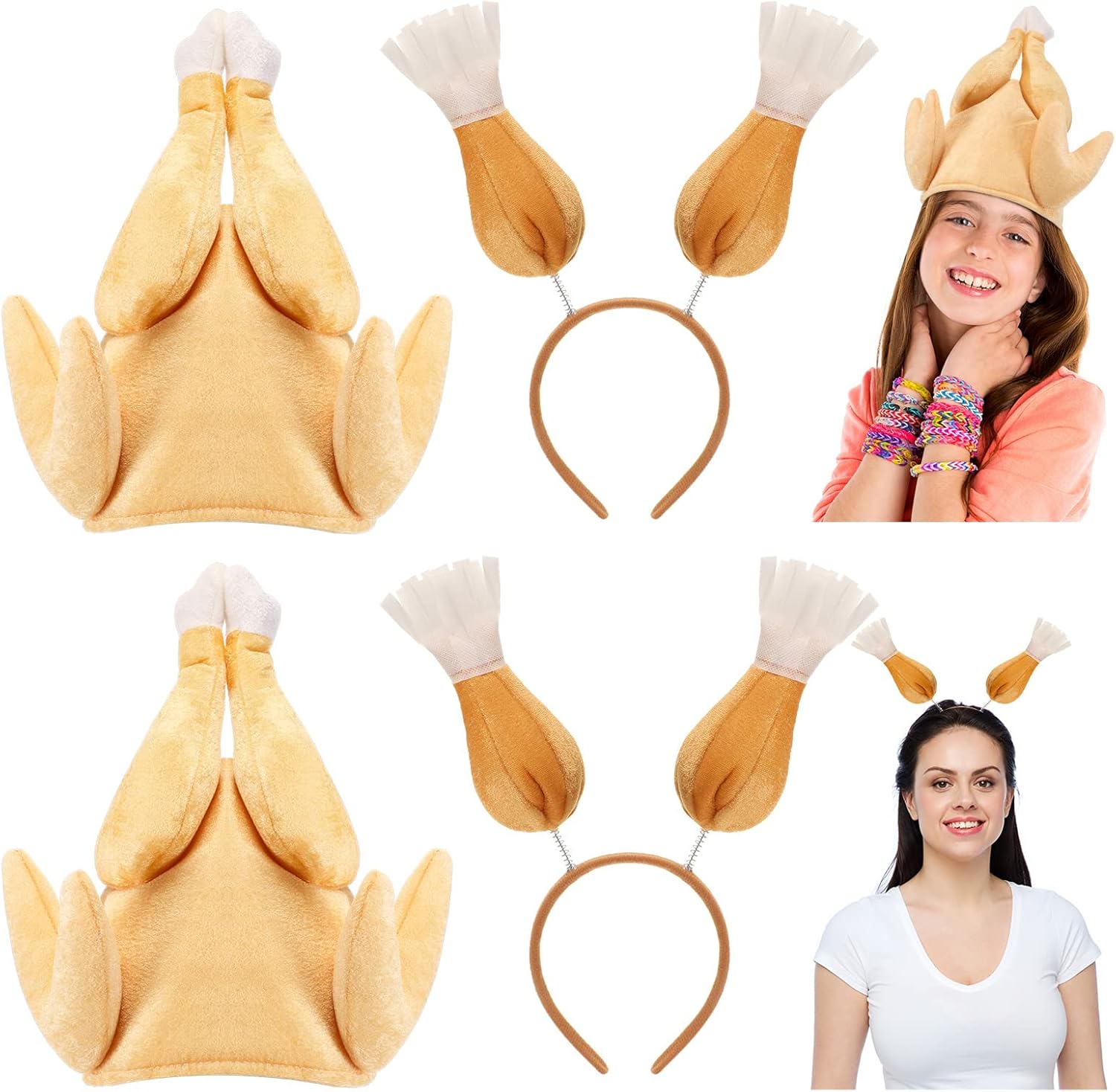 Amazon.com: Glimin 4 Pack Thanksgiving Roasted Turkey Hat Thanksgiving ...