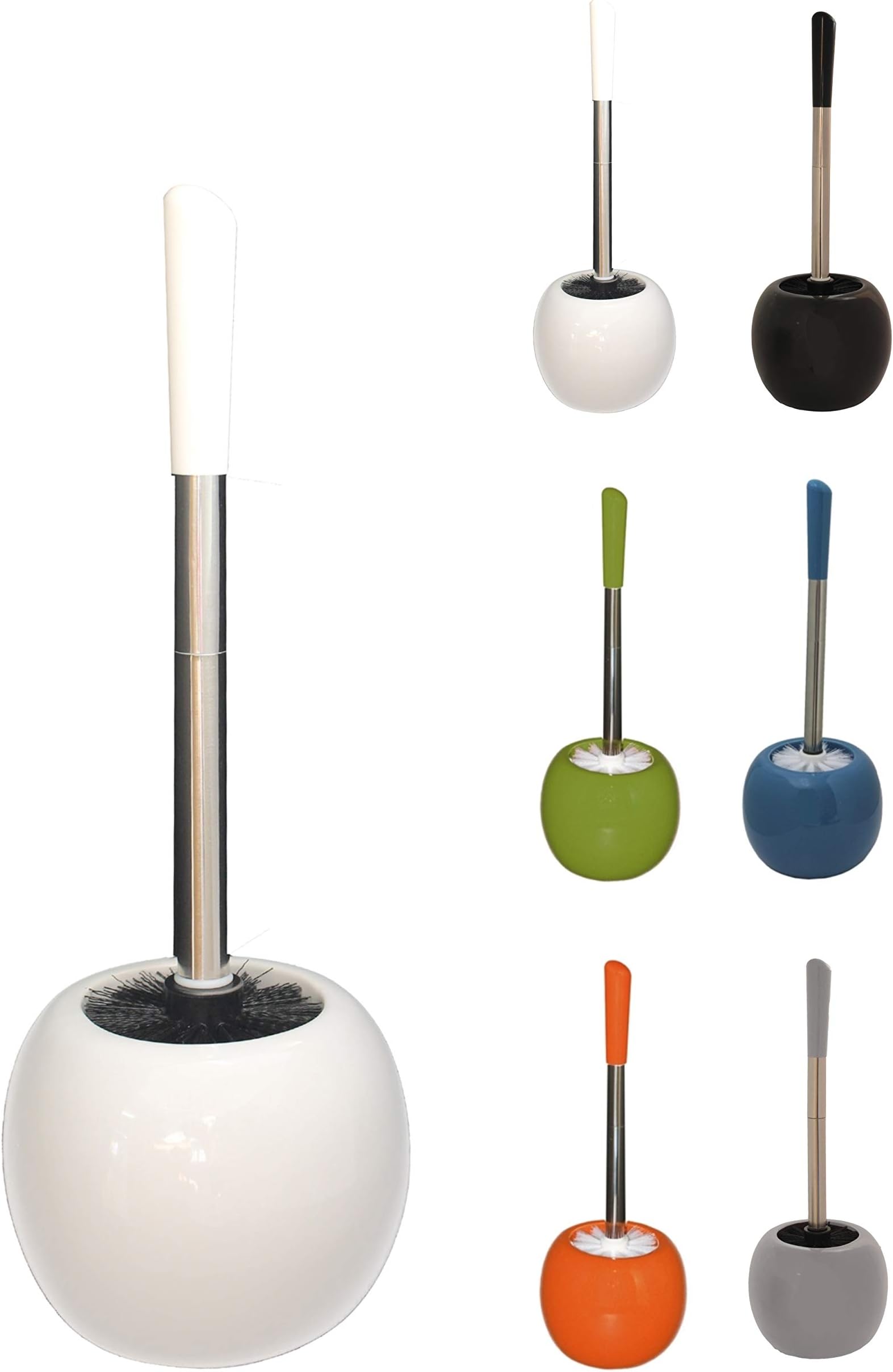 Brushmann Round Ceramic Toilet Brush Set (White) : Amazon.co.uk: Home ...