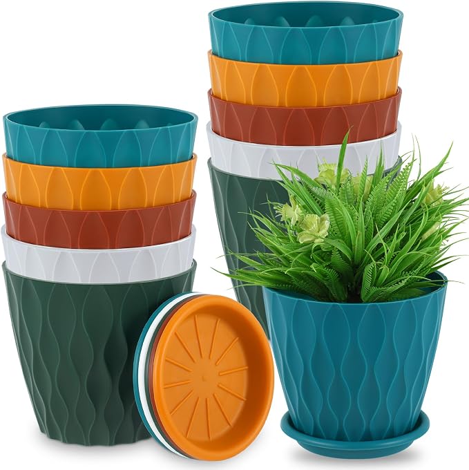 Amazon.com: Suclain 10 Pack 6 Inch Plant Pots with Drainage Hole and ...