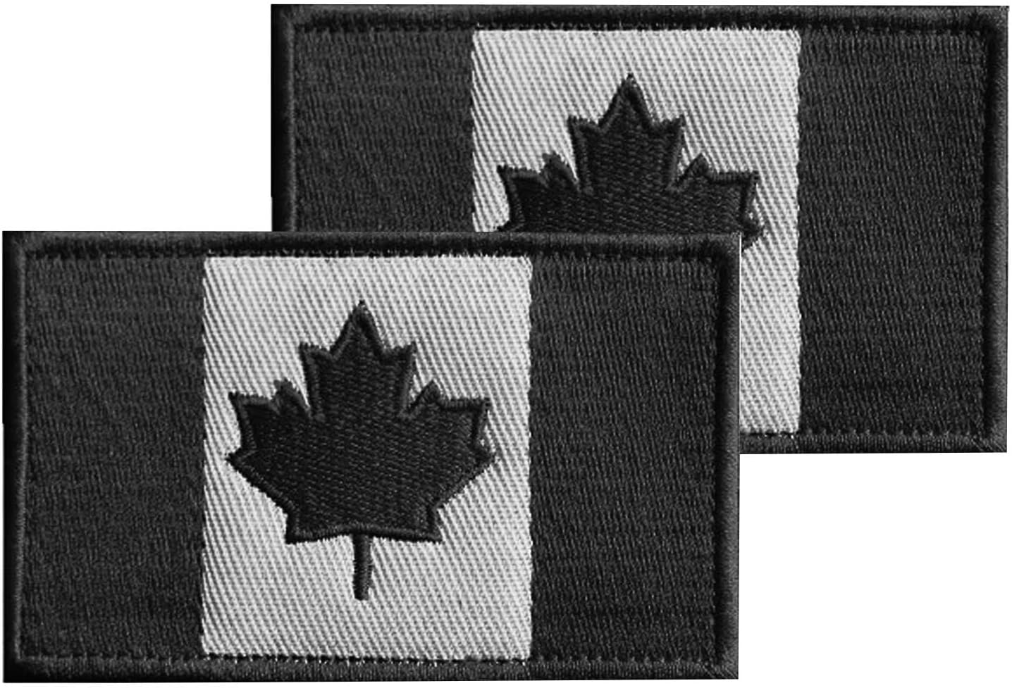 2PCS Black Canada Flag Embroidered Patches,Durable Canadian Banner Tag ...
