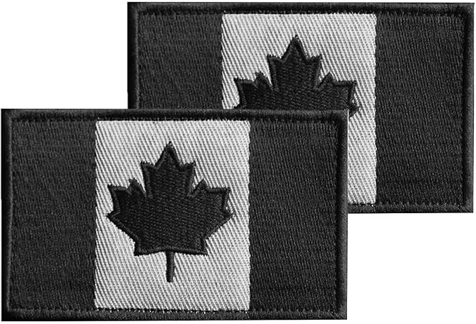 2PCS Black Canada Flag Embroidered Patches,Durable Canadian Banner Tag ...