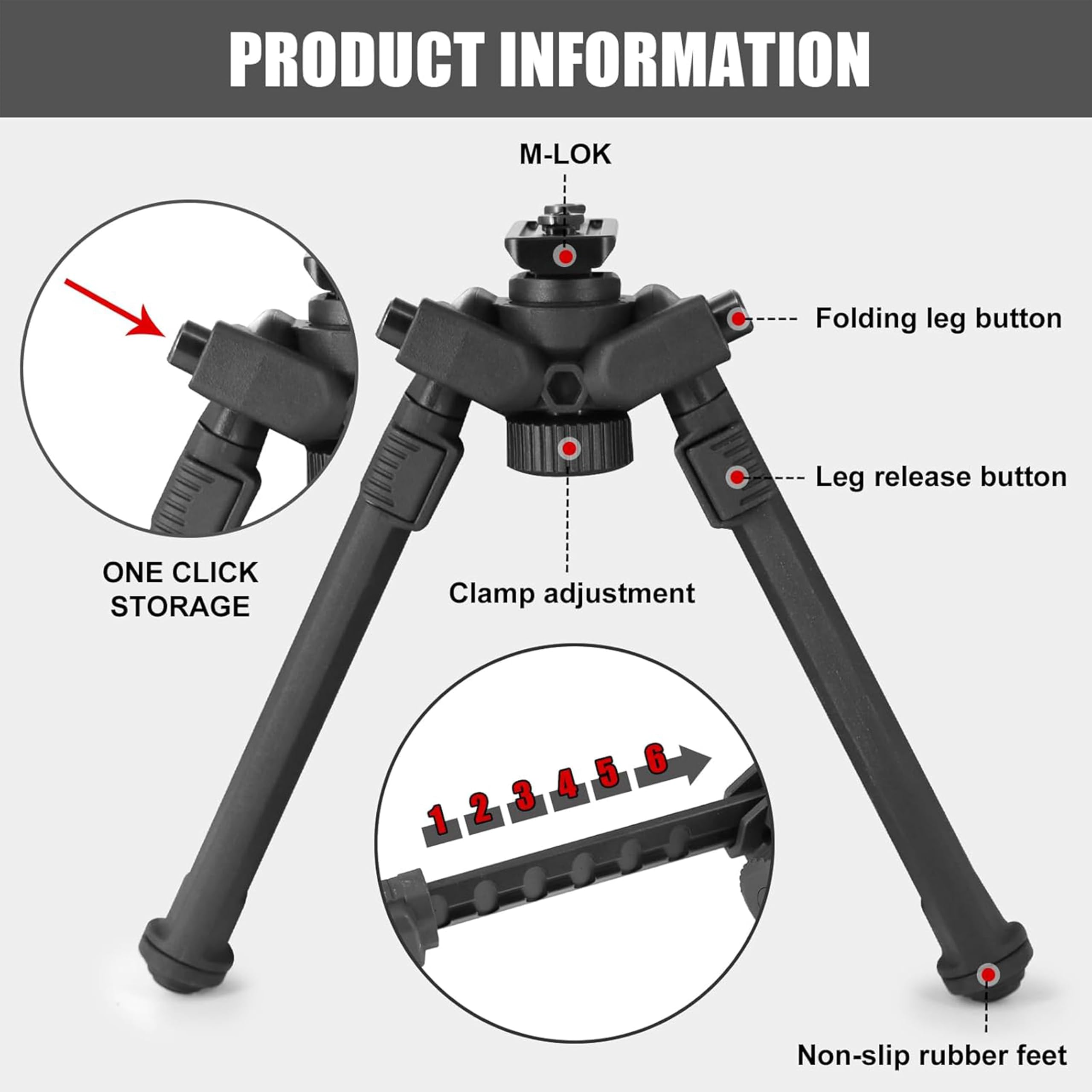 Snapklik.com : UUQ QV14 Tactical Portable Rifle Bipod, Picatinny And ...