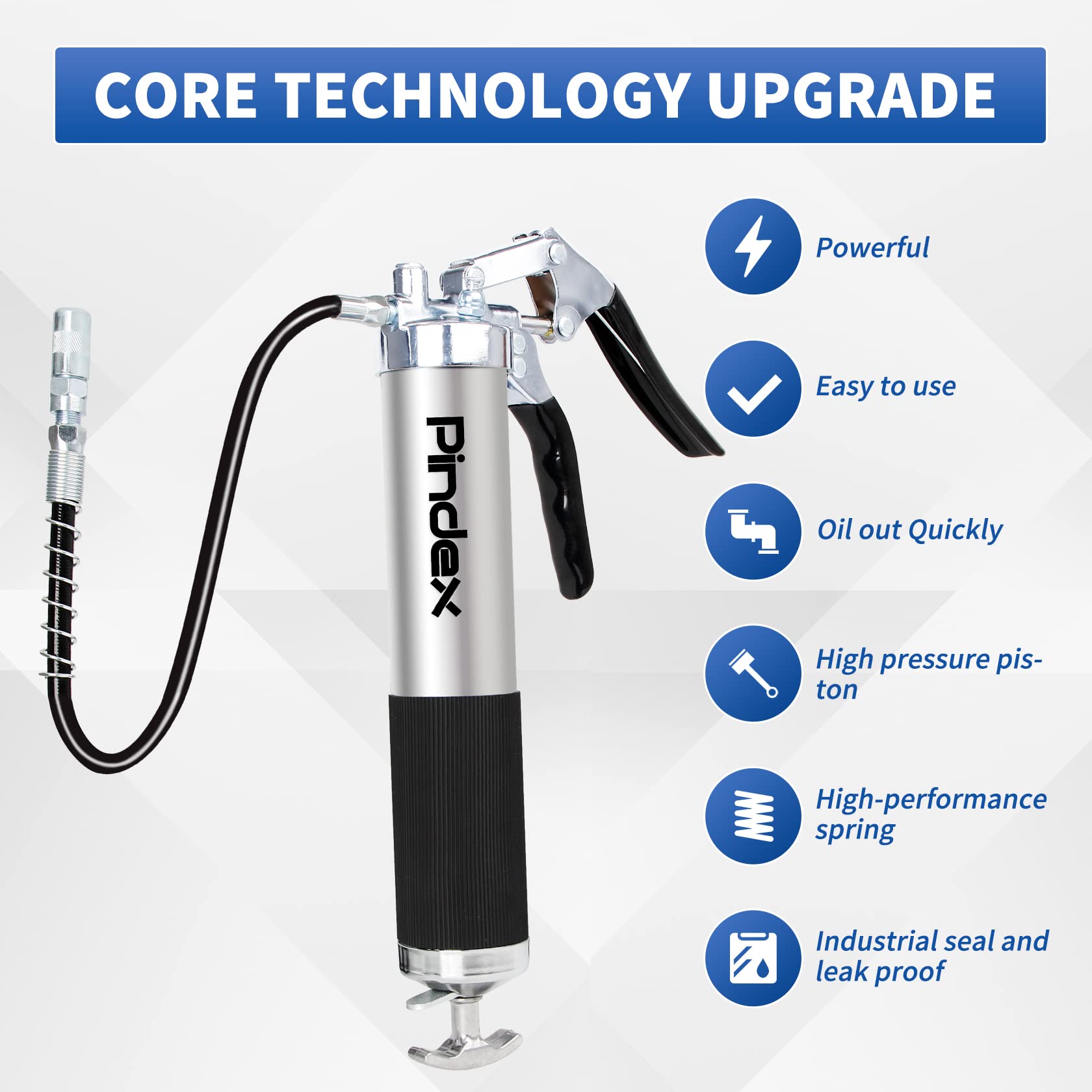 Pindex Pistol Grip Grease Gun Set, Grease Gun Tool for Cartridge 400g ...