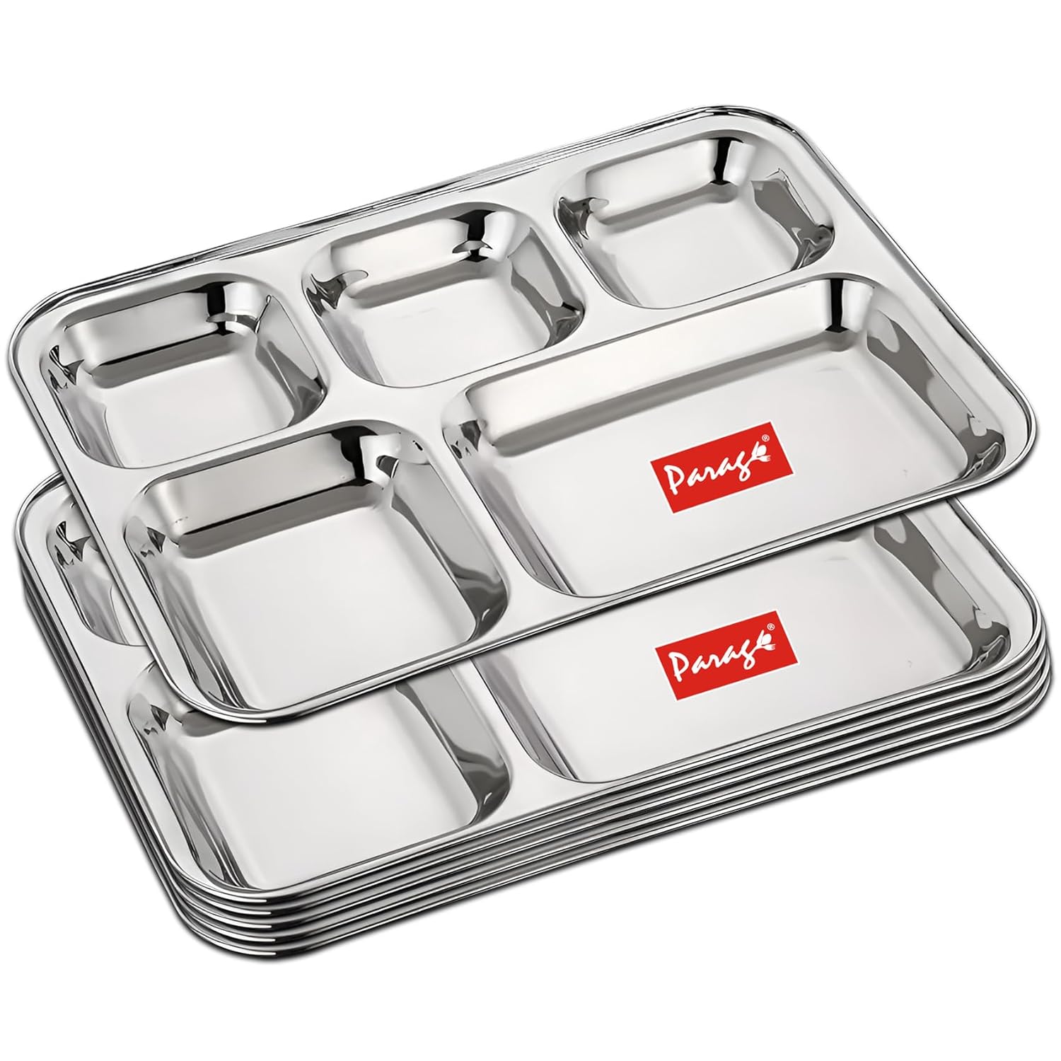 Parage 6 Pieces Stainless Steel 5- Compartment Plate Set/Dinnerware/ 5 ...