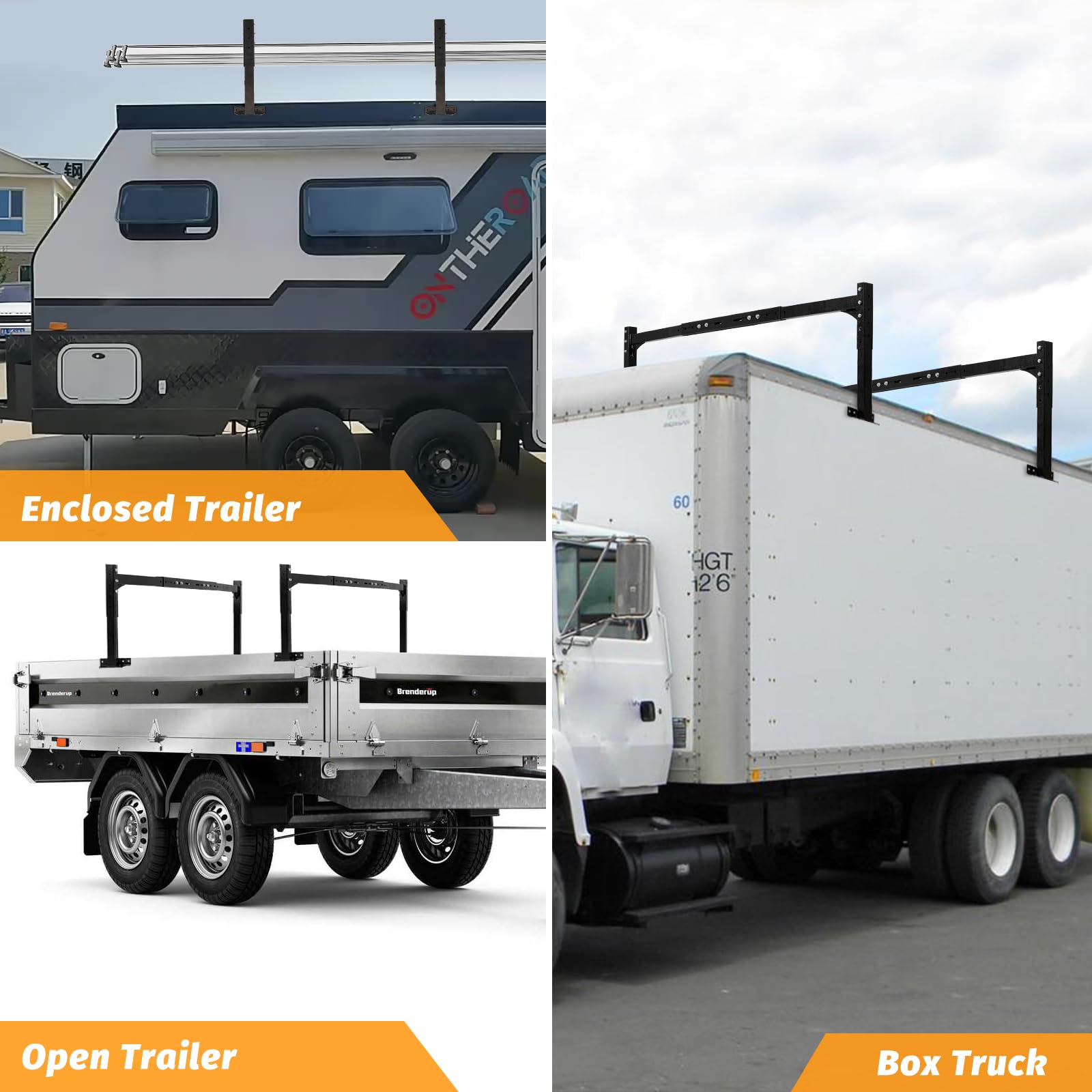 Snapklik.com : Adjustable Trailer Ladder Rack, 4.92FT To 6.2FT Carbon ...