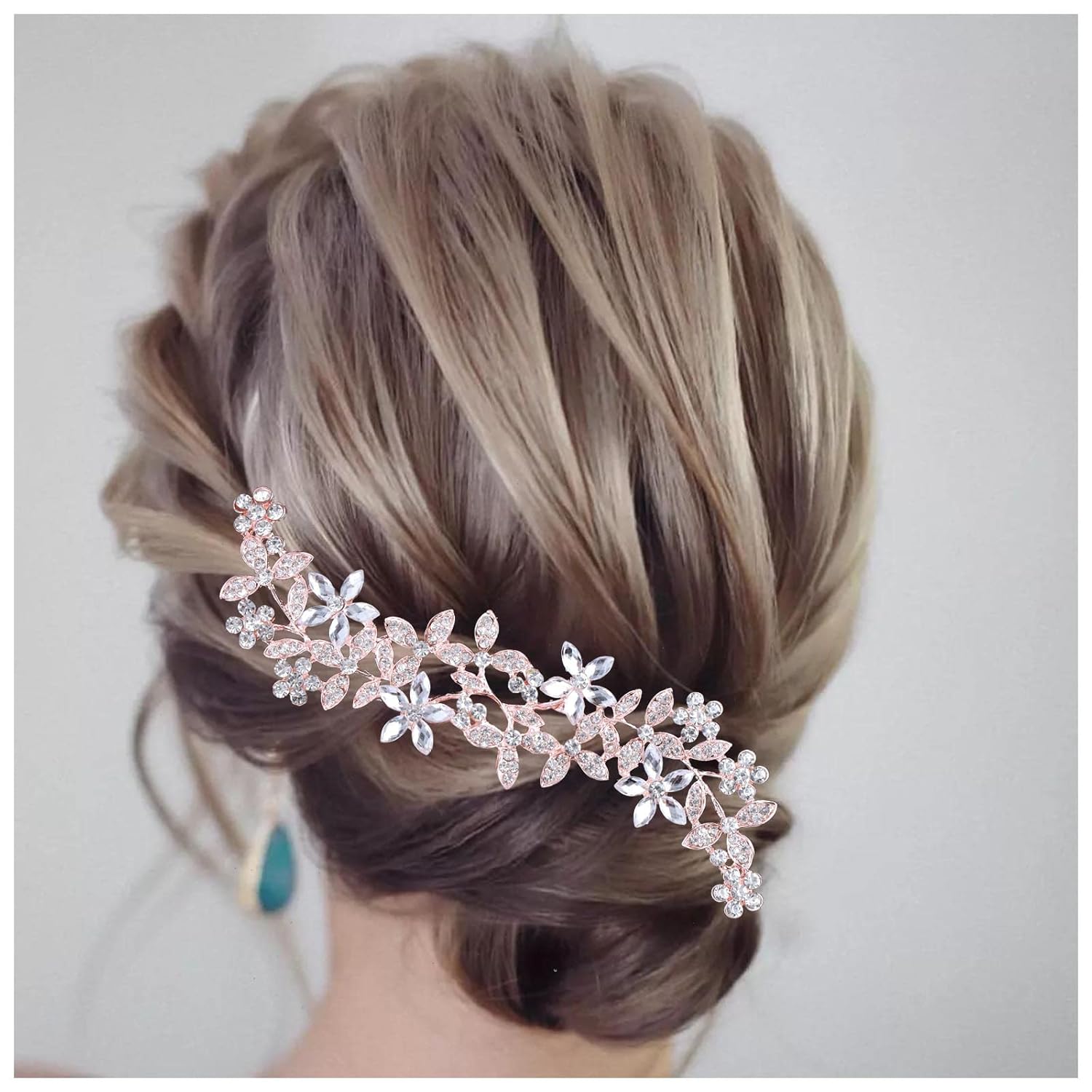 Amazon.com : Allereyae Crystal Wedding Hair Comb Barrette Rhinestone ...