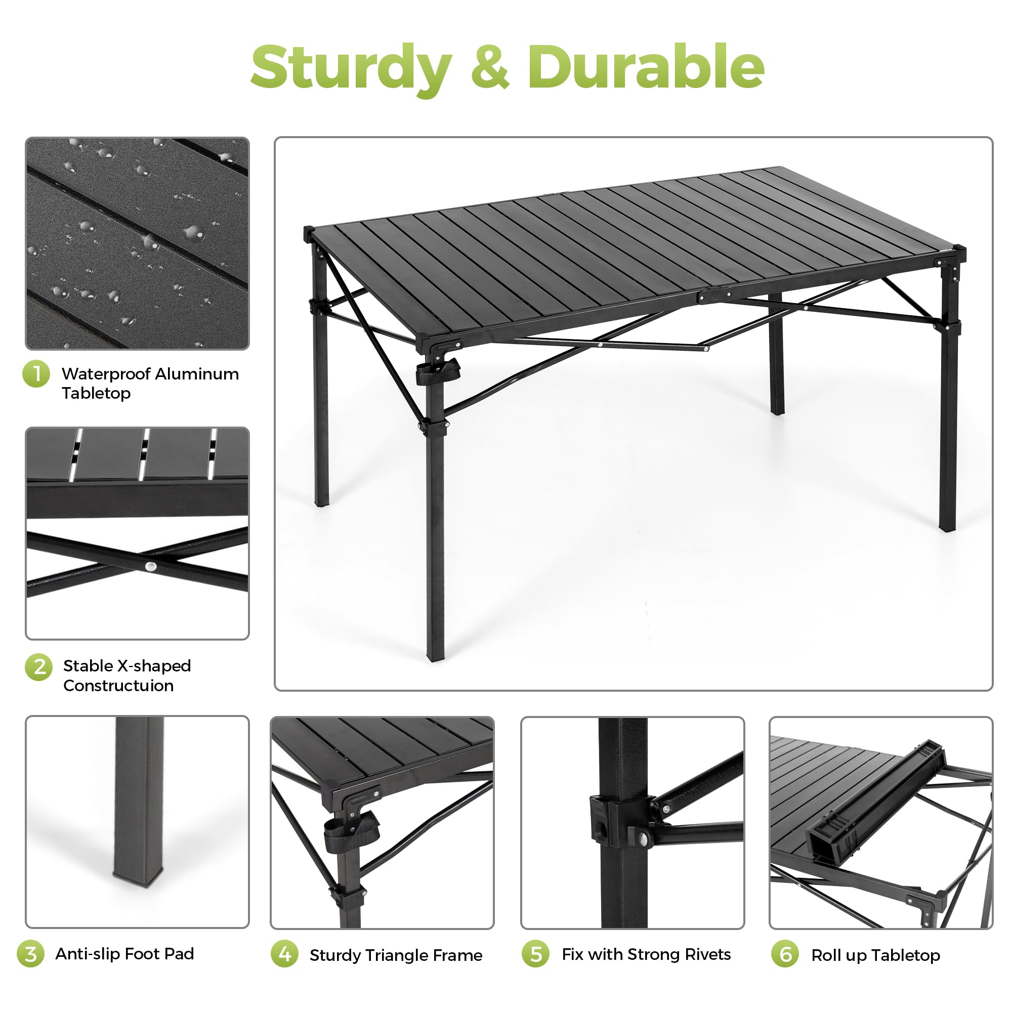 Snapklik.com : Folding Camping Table, Portable Aluminum Roll-up Table ...
