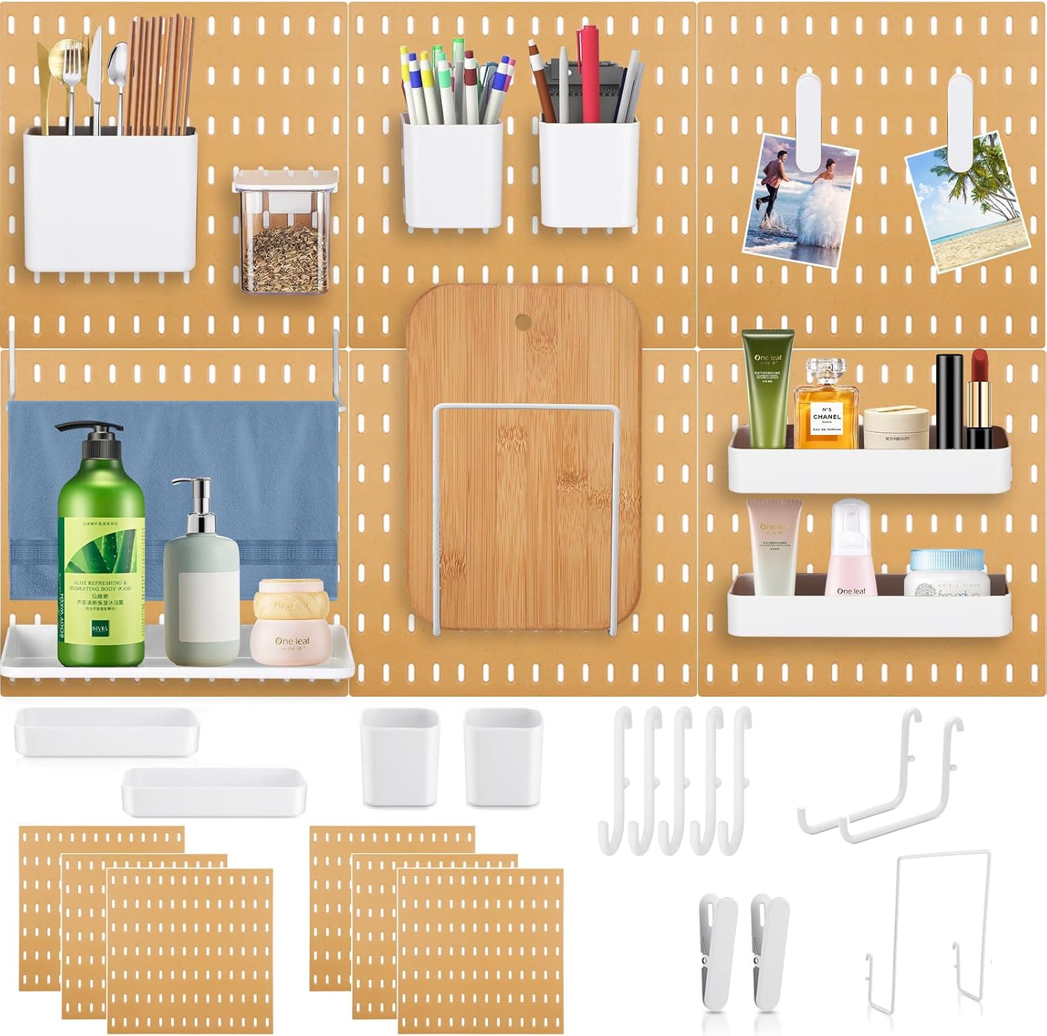 Amazon.com: TSIZFXI Pegboard Combination Kit, 6Pcs Brown Peg Boards ...