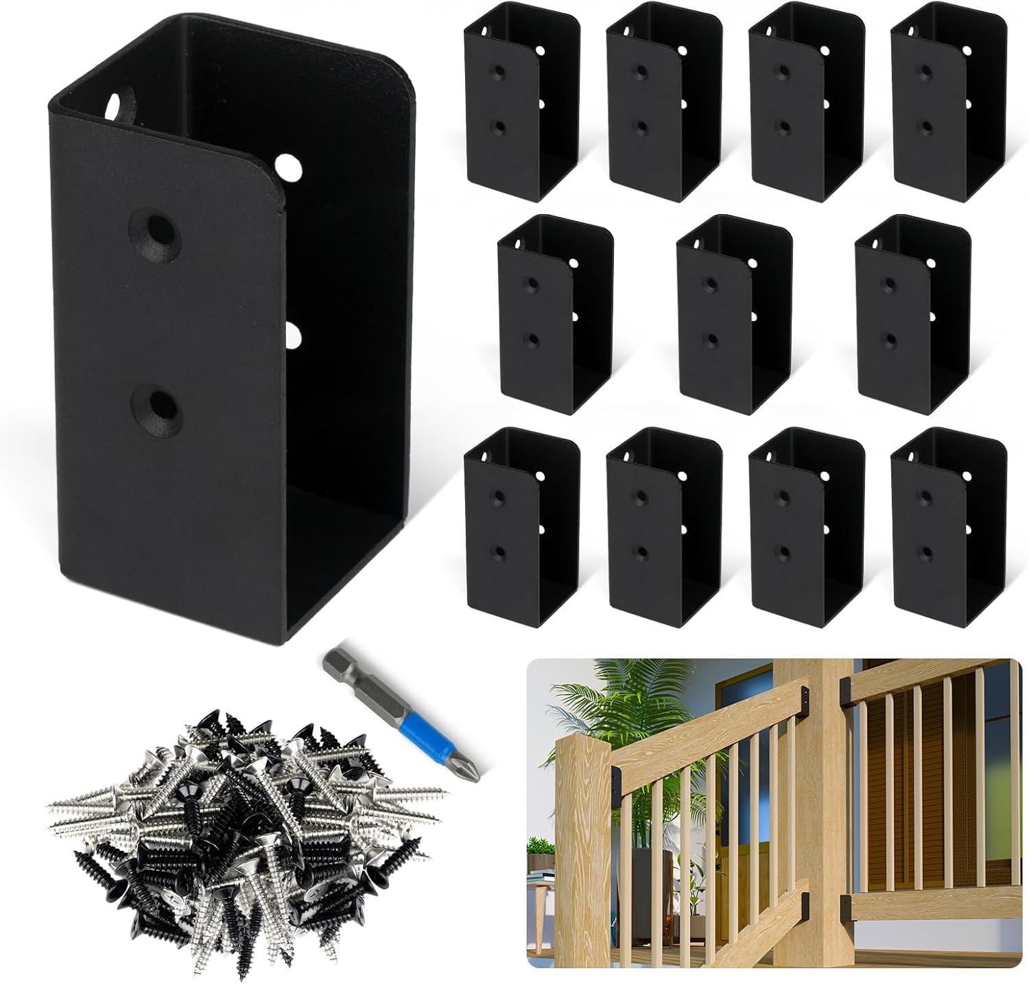 12PCS Deck Railing Brackets 304 Stainless Steel Deck Railing Connectors ...