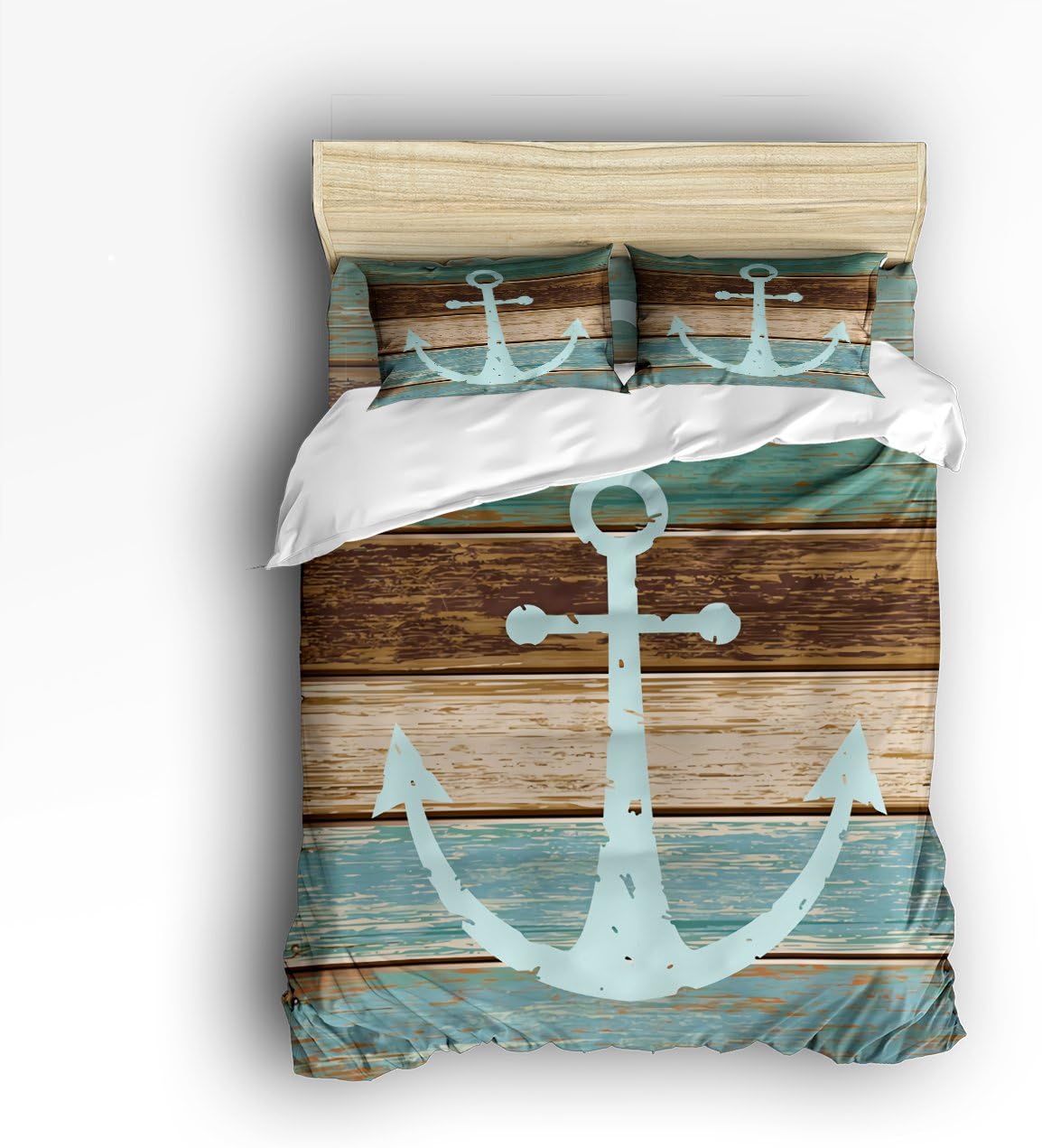 Amazon.com: Cloud Dream Home Luxury 4-Piece Bedding Set Nautical Anchor ...