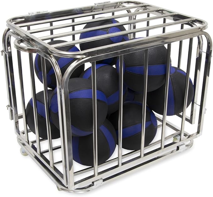 Amazon.com: Crown Sporting Goods Metal Frame Sports Ball Cage, Folding ...
