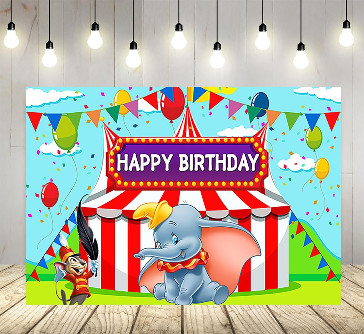 Amazon.com : Dumbo Backdrop for Birthday Party Supplies Blue Photo ...