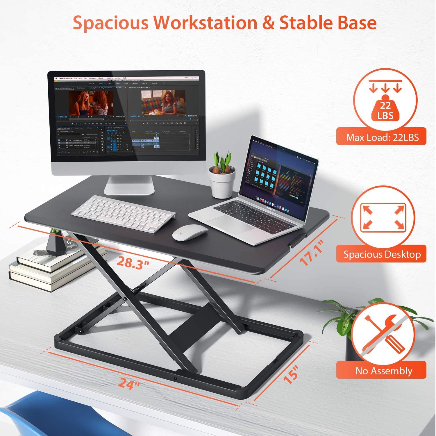 ErGear Standing Desk Converter Height Adjustable Stand Up Desktop Riser ...