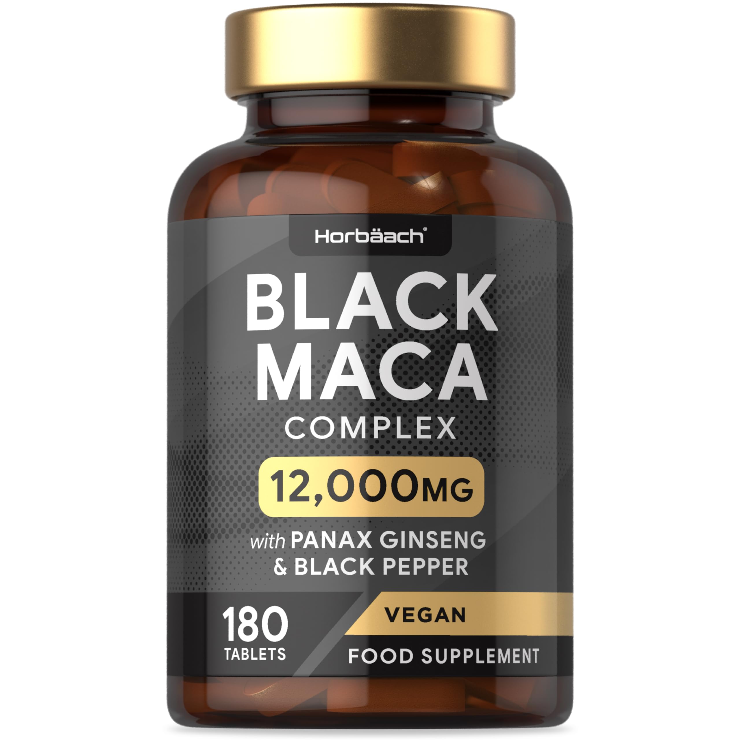 Horbäach Black Maca Complex 6000mg | 180 Vegan Tablets | 100% Peruvian ...