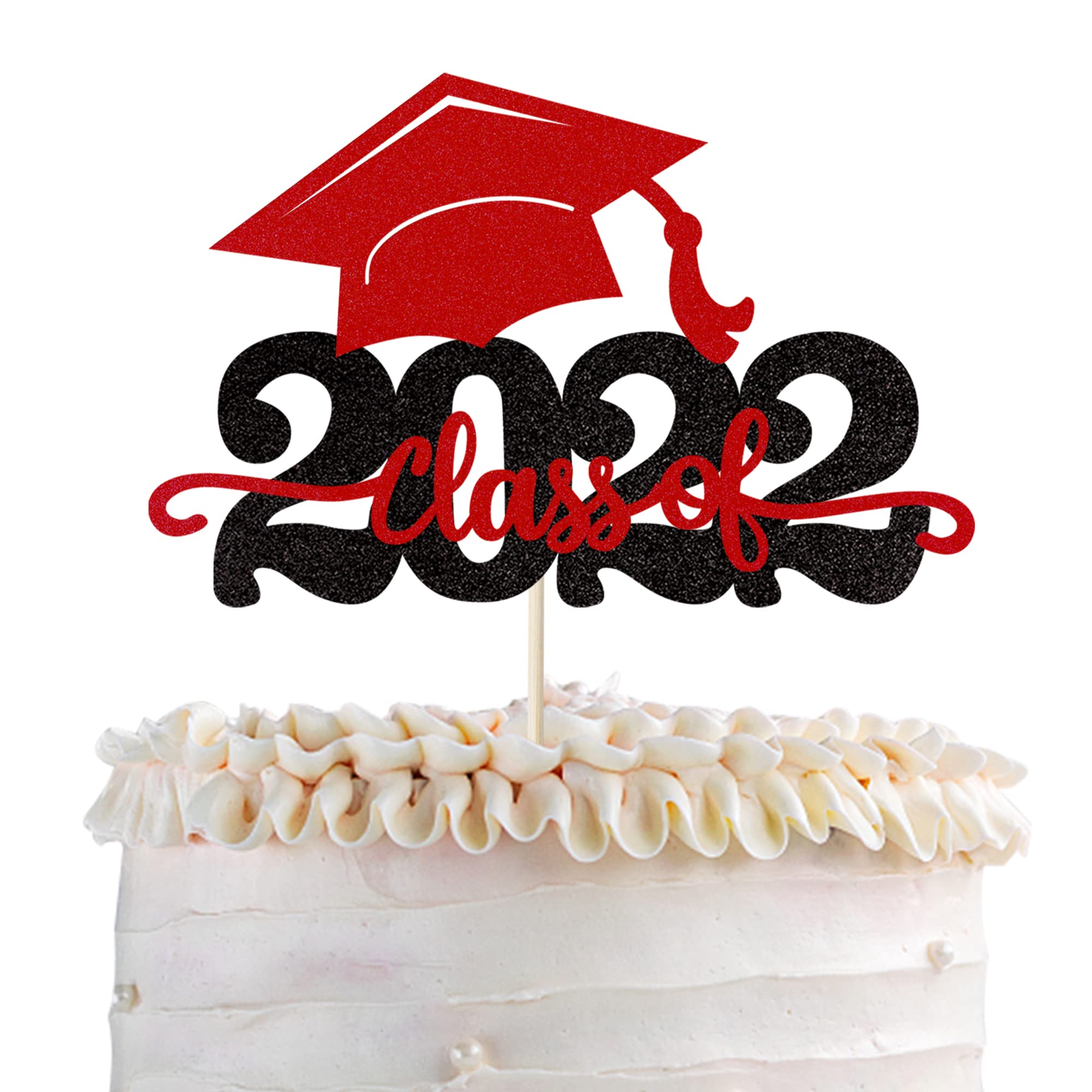 Buy 1 Pack Class of 2022 Cake Topper Glitter Congrats Grad Cap 2022 ...