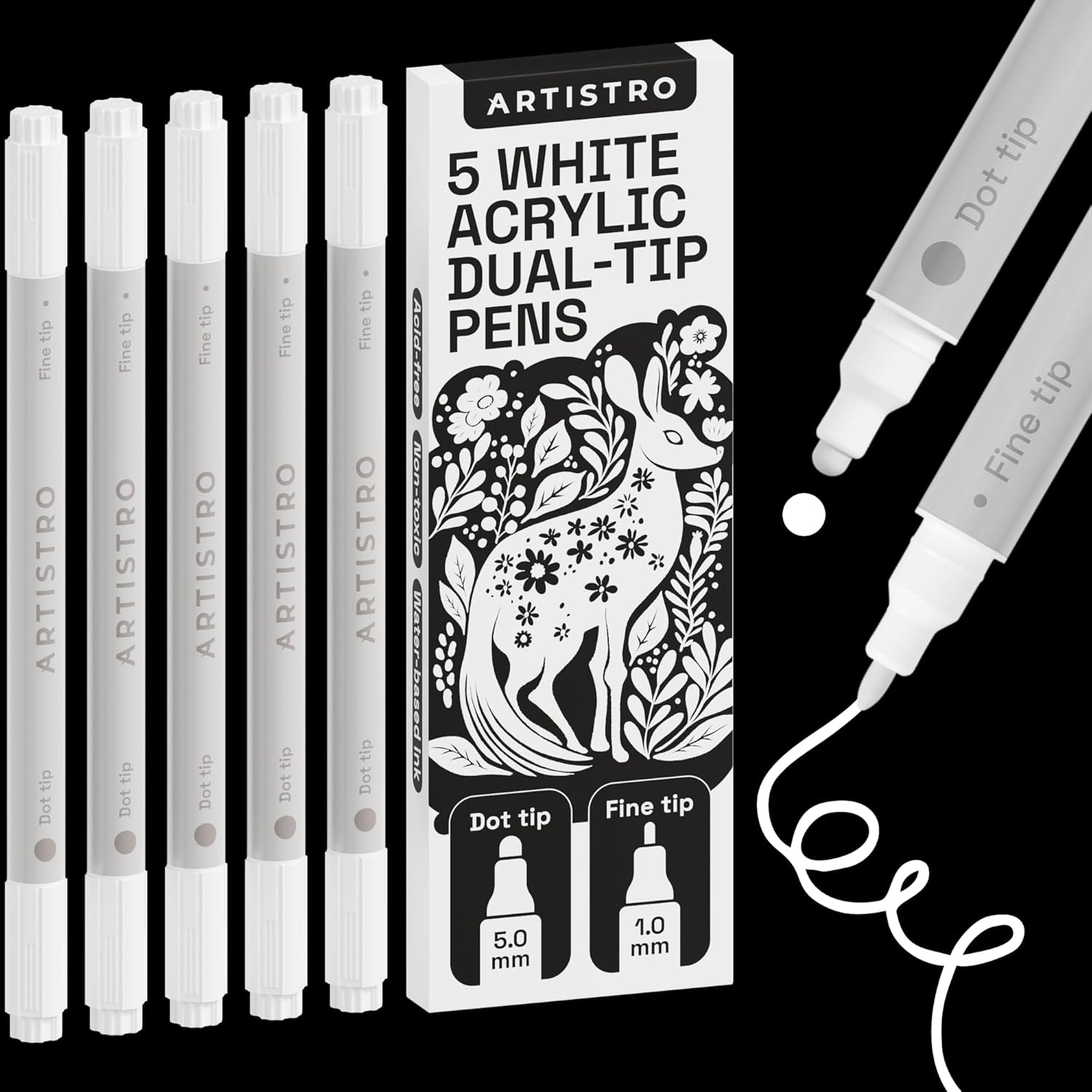 Amazon.com: ARTISTRO 5 White Acrylic Paint Pens, Acrylic Paint Markers ...