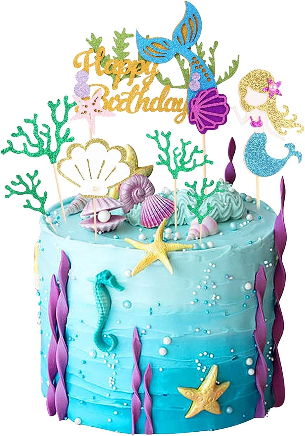 Maxi Offermax 1 Pack Glitter Mermaid Happy Birthday Cake Topper ...