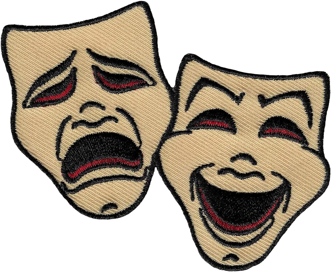 Amazon.com: Comedy Tragedy Masks Patch Embroidered Iron-On Applique ...