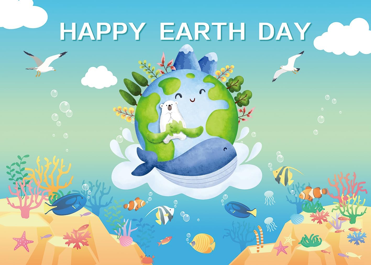 Amazon.com : Happy Earth Day Backdrop April 22 Environmental Protection ...