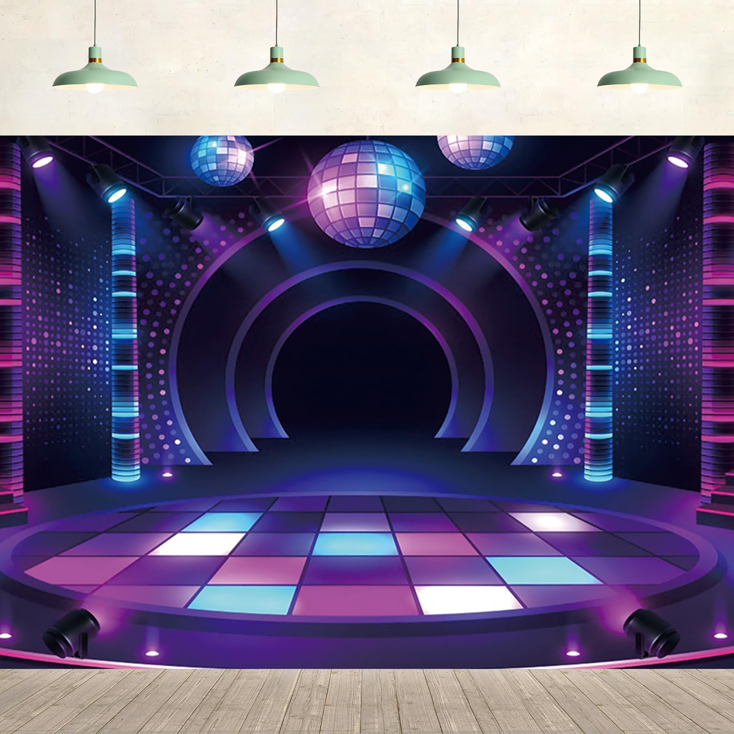 Amazon.com : 10x8ft Disco Party Backdrop Disco Ball Stage Backdrop ...