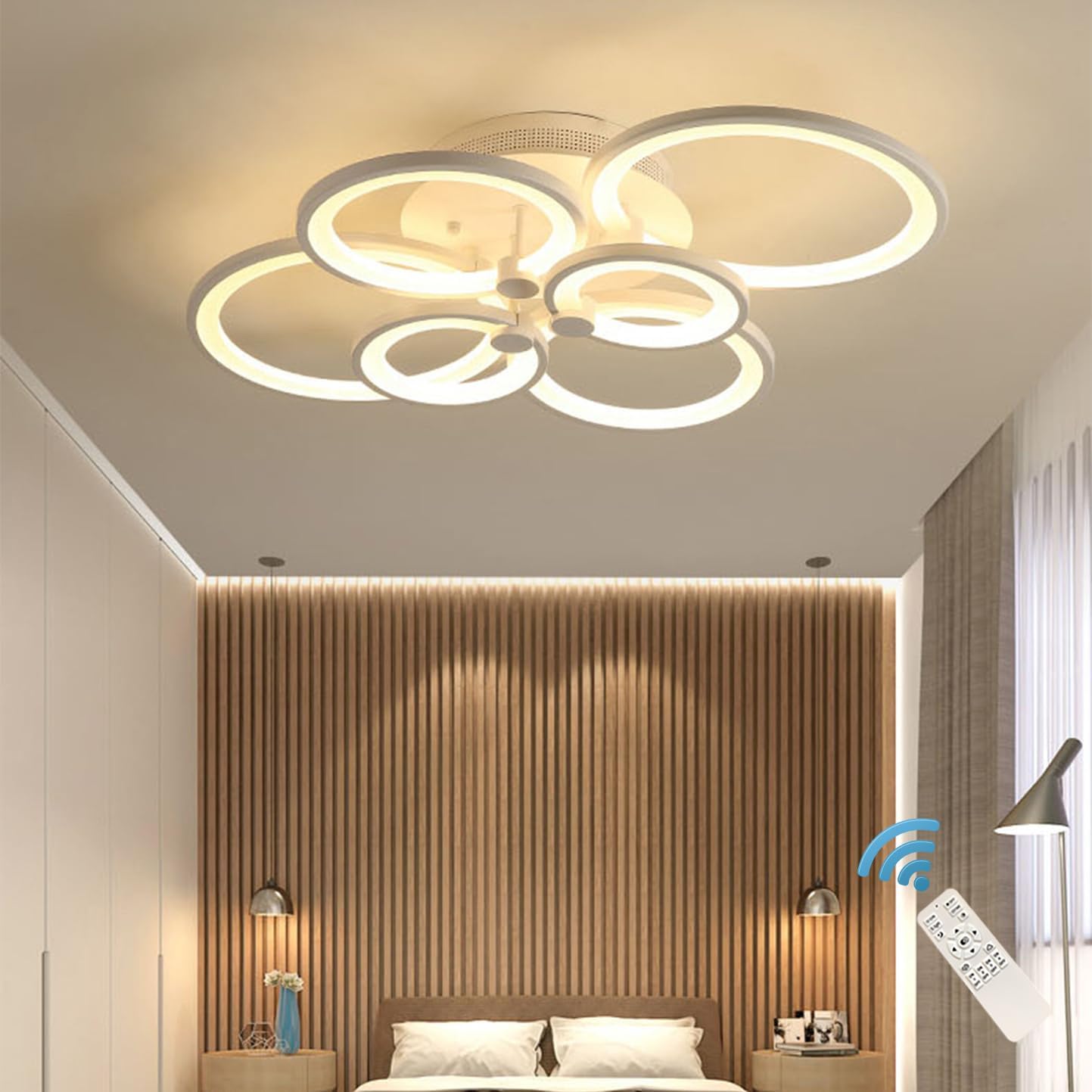 Plafonnier LED Moderne Grande Lampe Salon Dimmable Avec Télécommande ...
