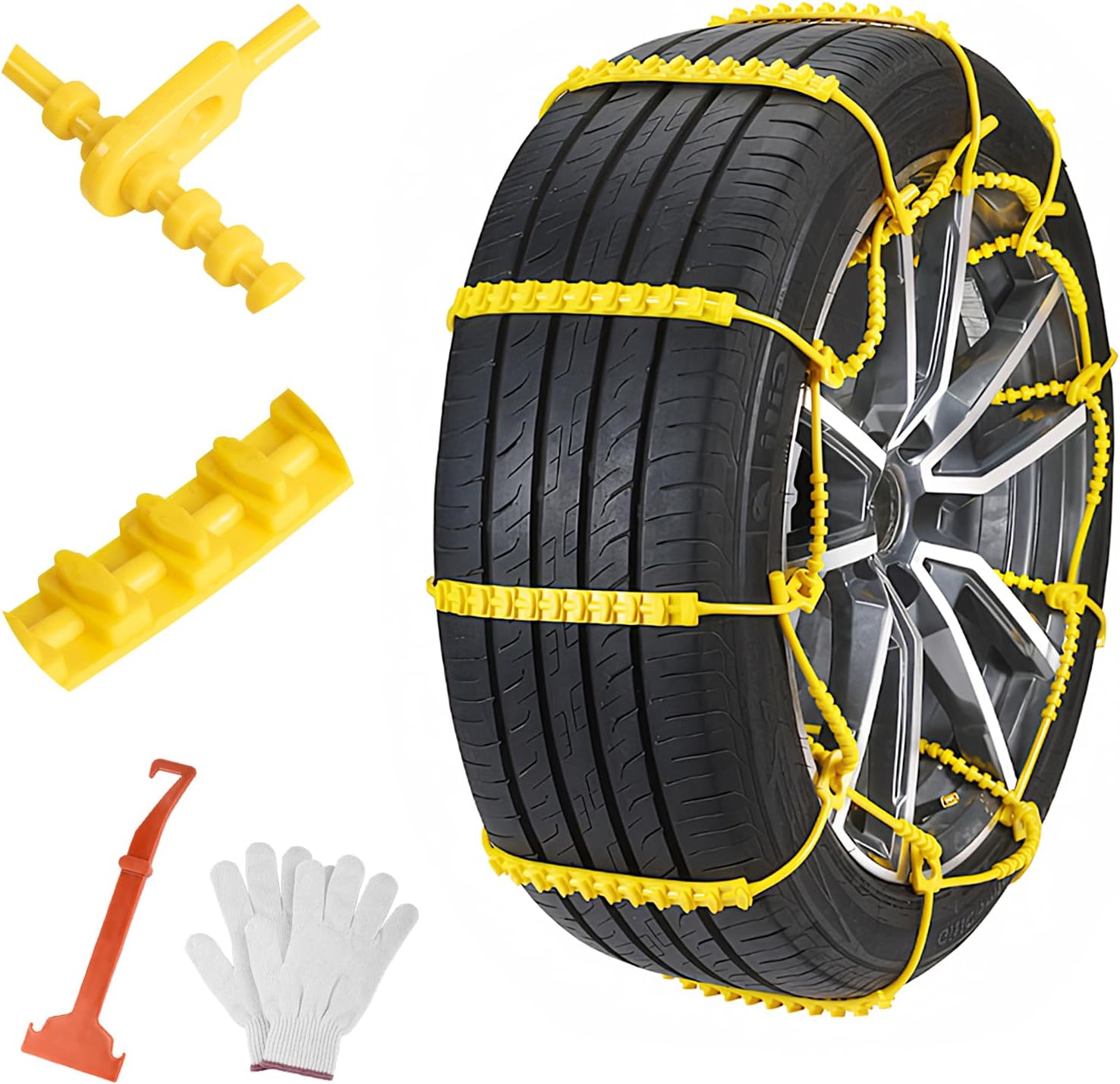 Oziral 10Pcs Snow Chains for Car Adjustable Chains Anti-Slip Car Tyre ...