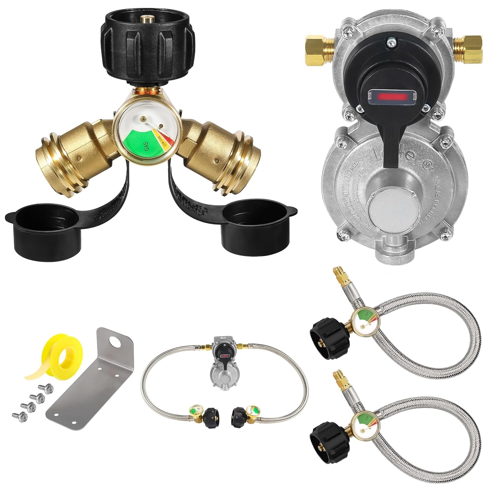 Amazon.com : Detoypapa RV Propane Regulator Kit and Y Splitter Adapter ...