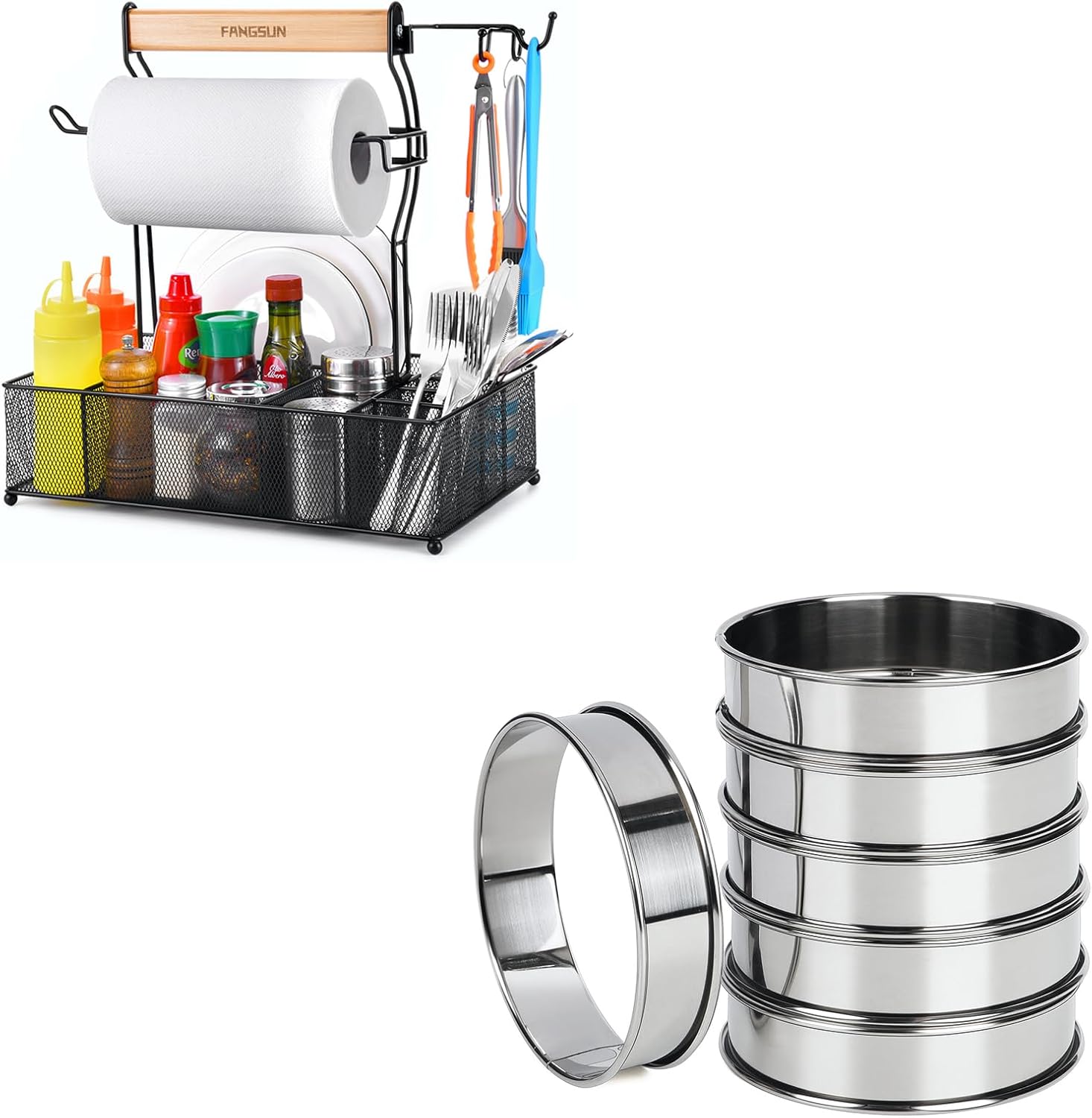 Amazon.com : FANGSUN Large Grill Caddy + Crumpet Rings : Patio, Lawn ...