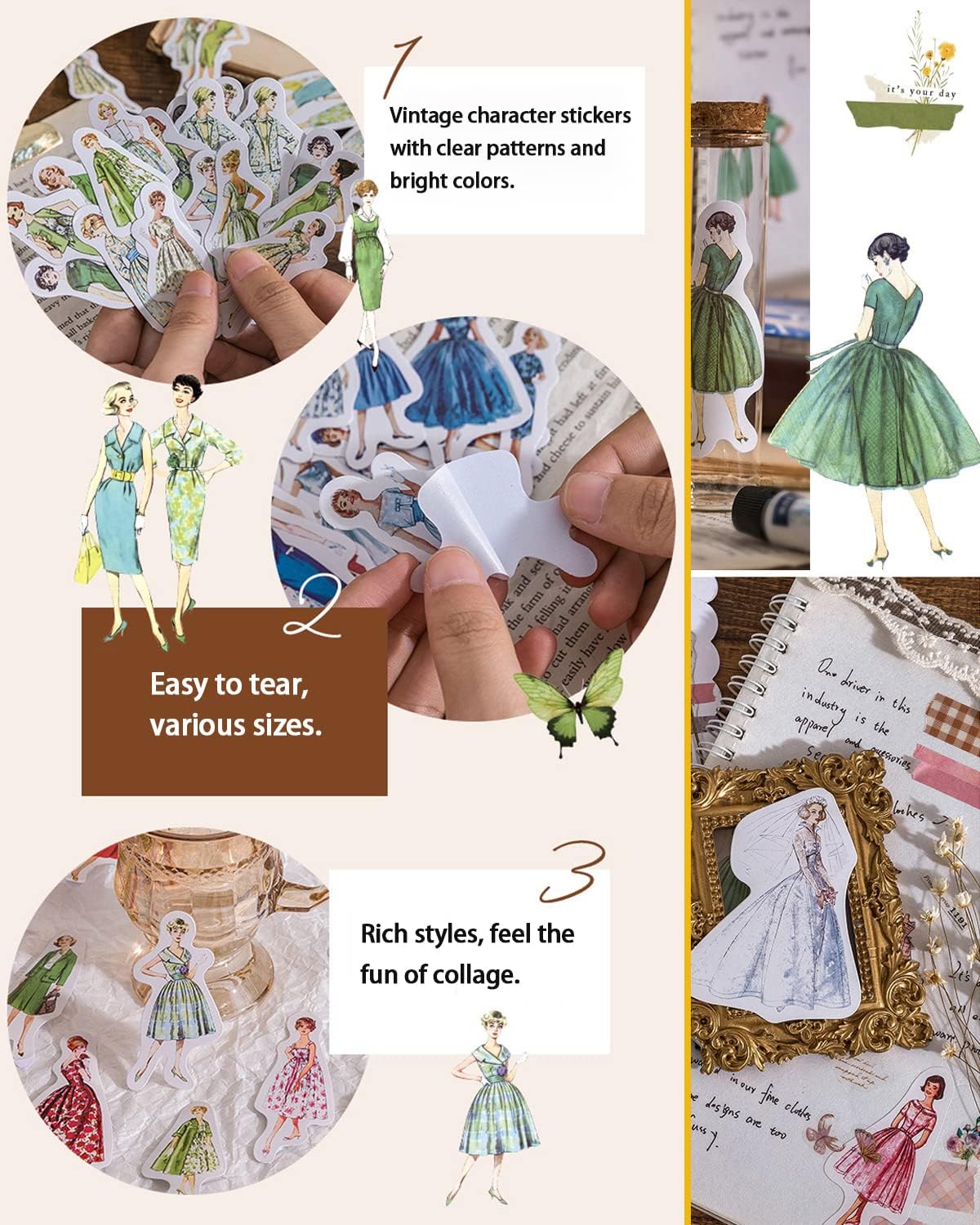 Buy Vintage Stickers Journaling Scrapbooking Supplies - Retro People ...