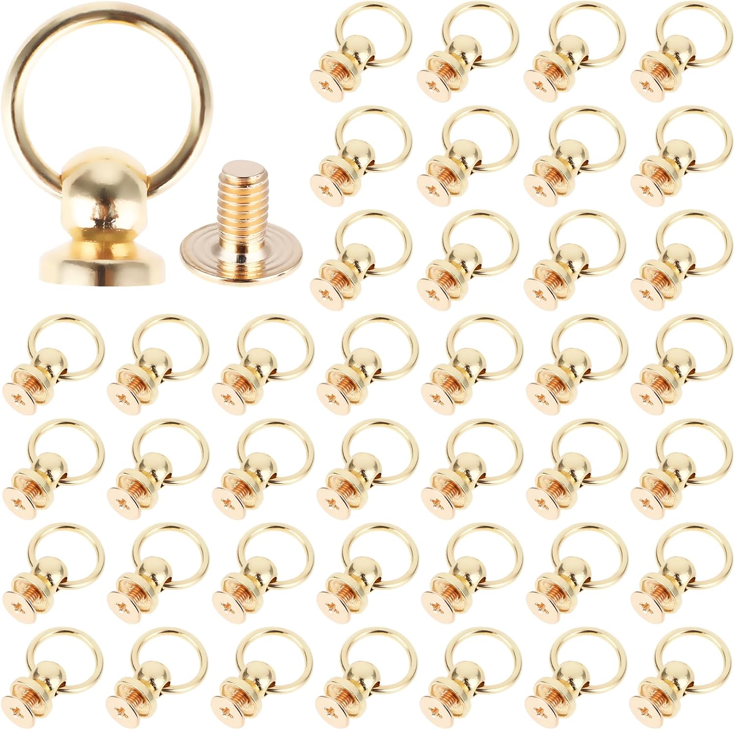 Amazon.com: Prasacco 40 Pieces D Rings Rivets for Leather Purse, Gold ...