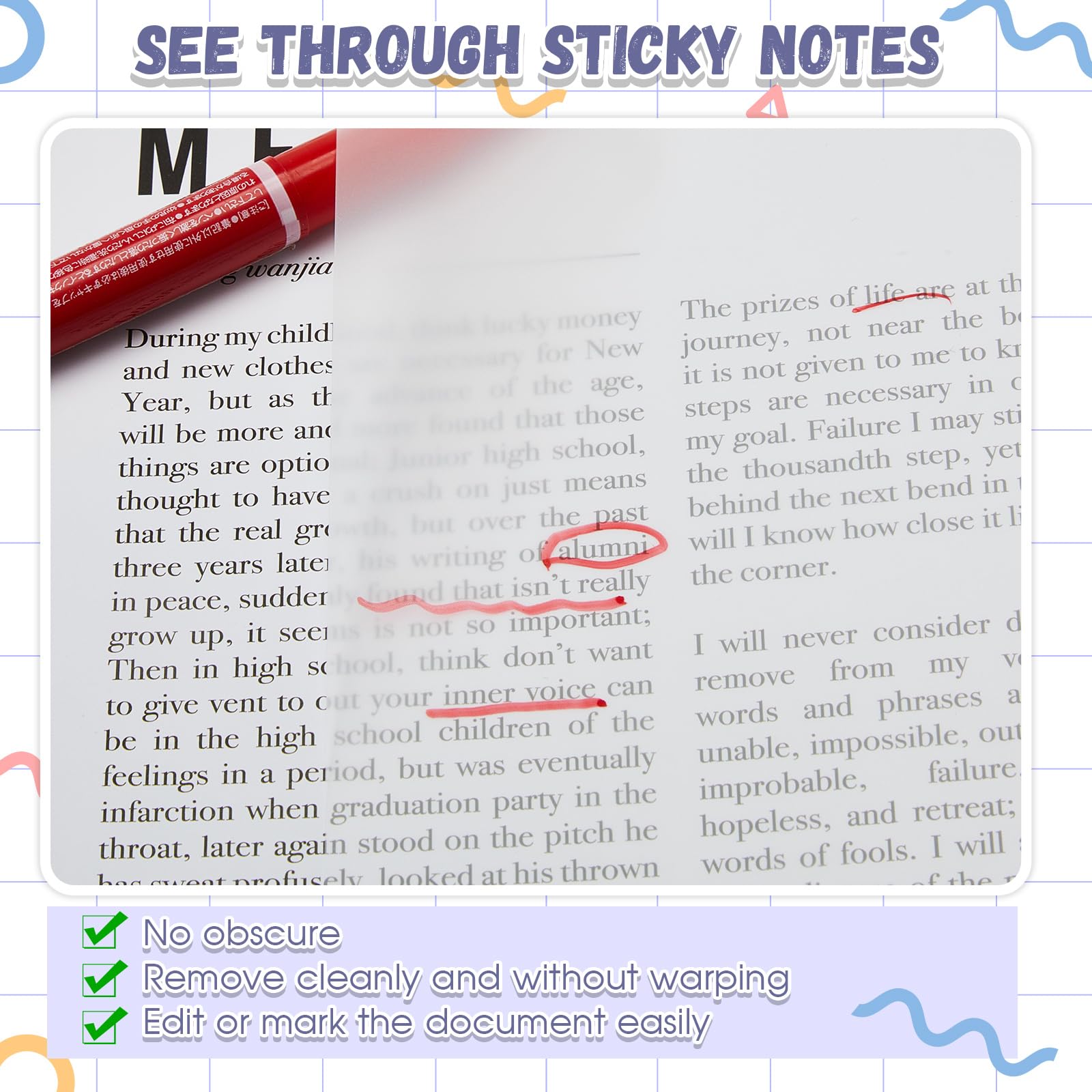 Snapklik.com : Gueevin 100 Sheets 8.5 X 11 Inch Transparent Sticky ...