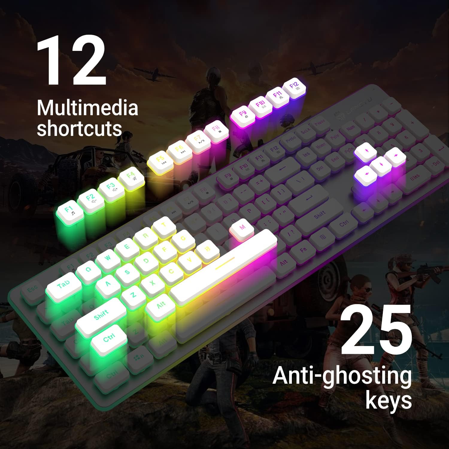Buy LANGTU W1 Wireless Gaming Keyboard, Rechargeable 2.4G Rainbow ...